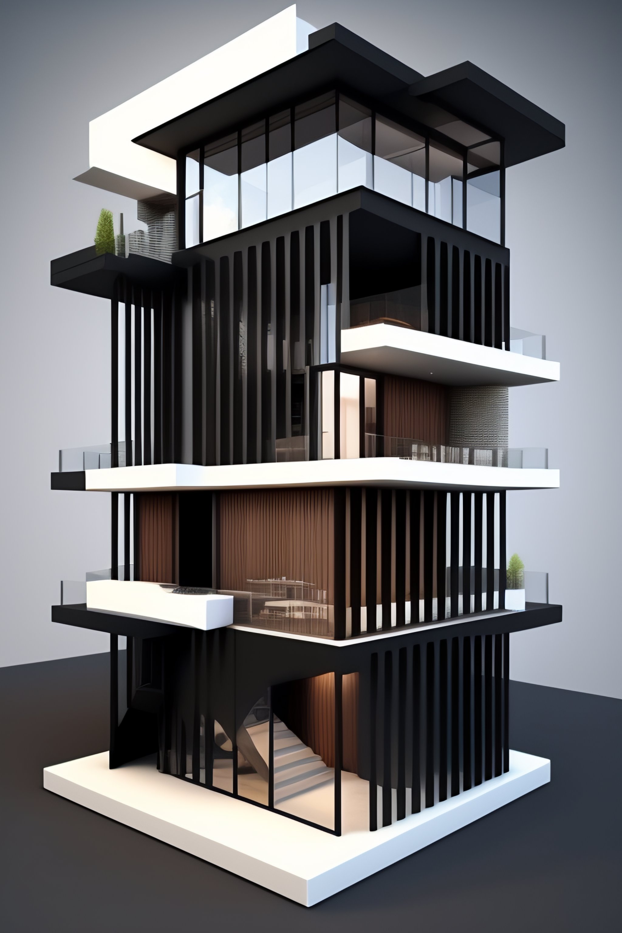 Lexica - Architecture cross-section of a house made of black metal ...