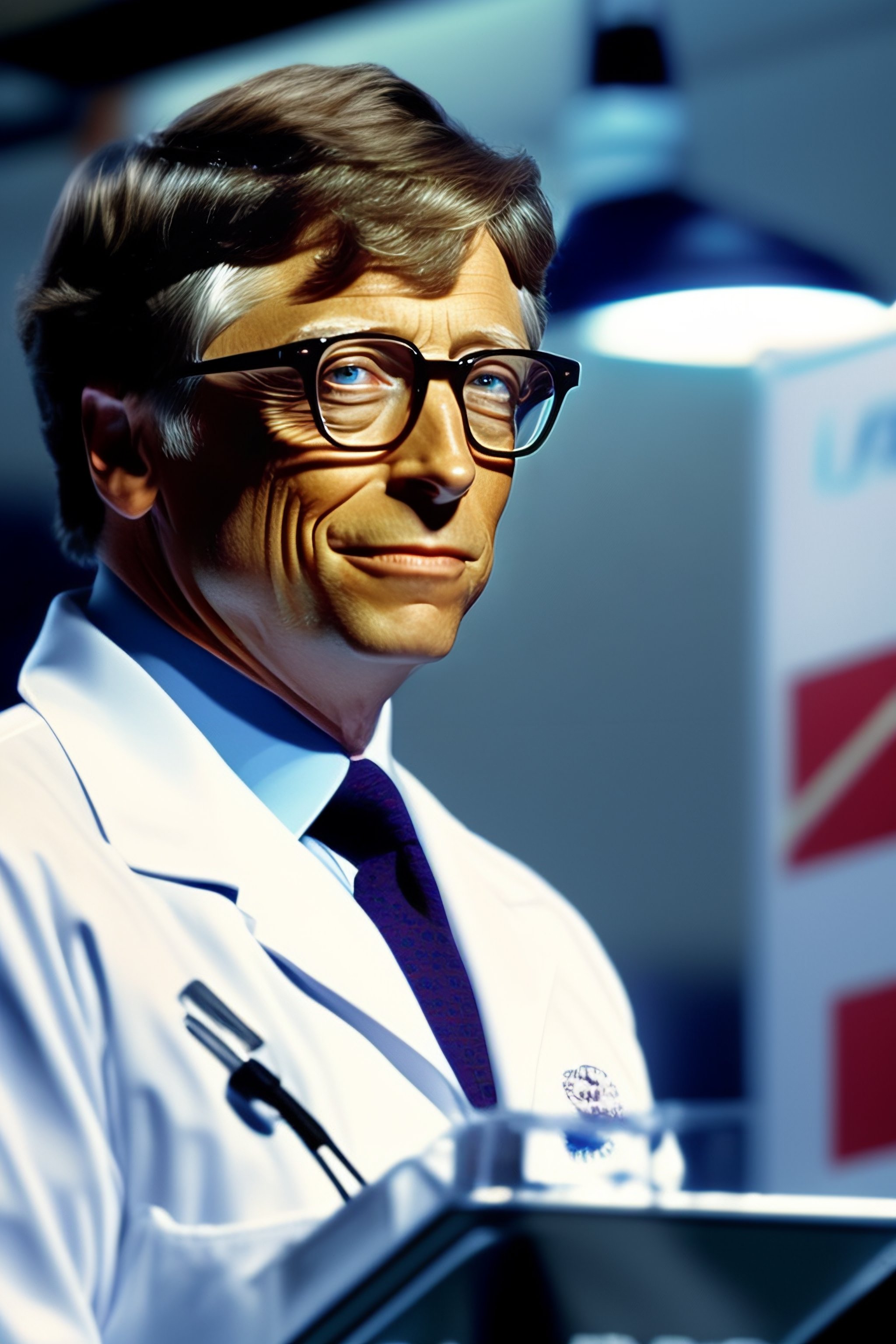 Lexica - Bill Gates, They Live, Lab Coat, Holding Needle