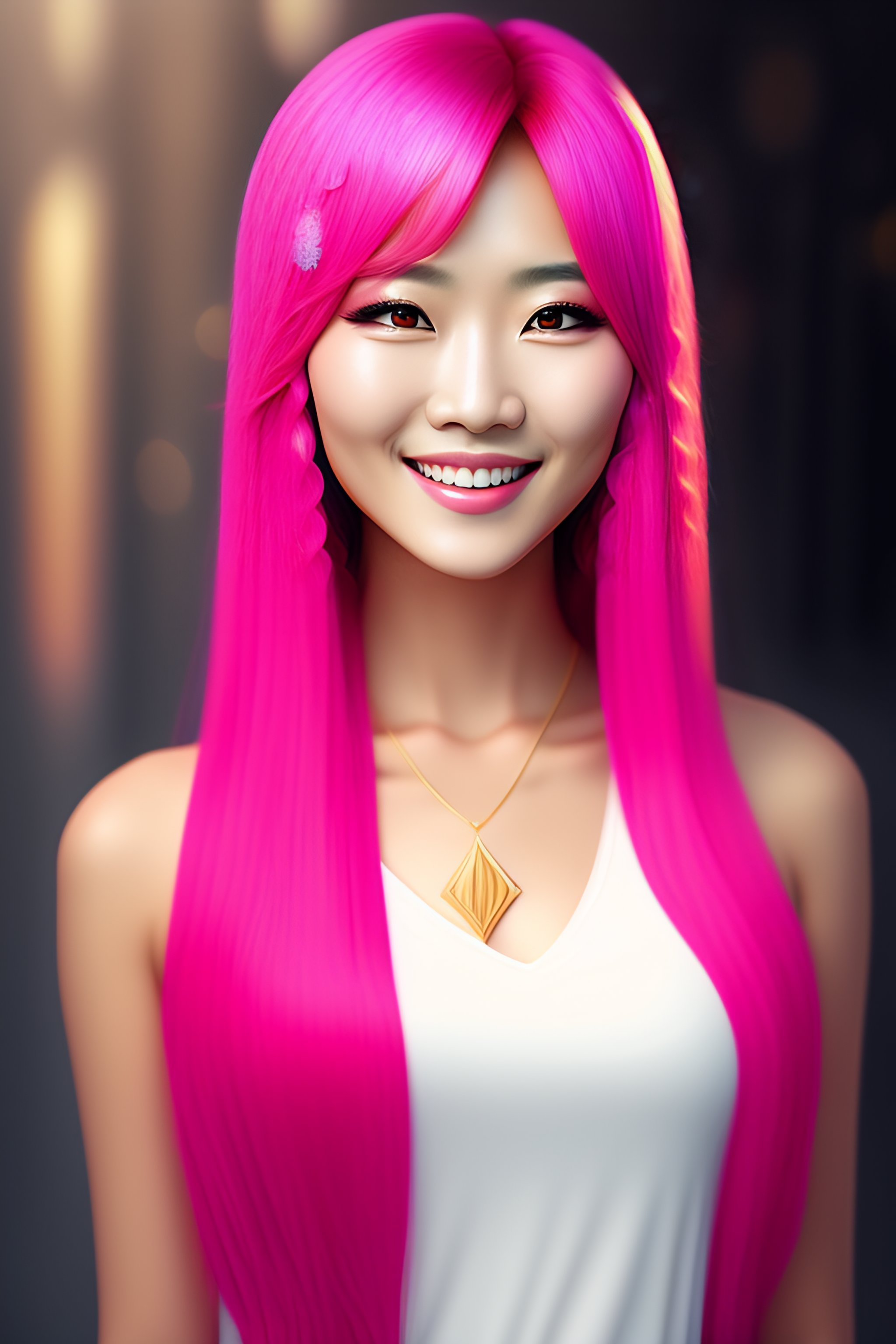 Lexica - Portrait of an korean anime character hyper realistic pink ...