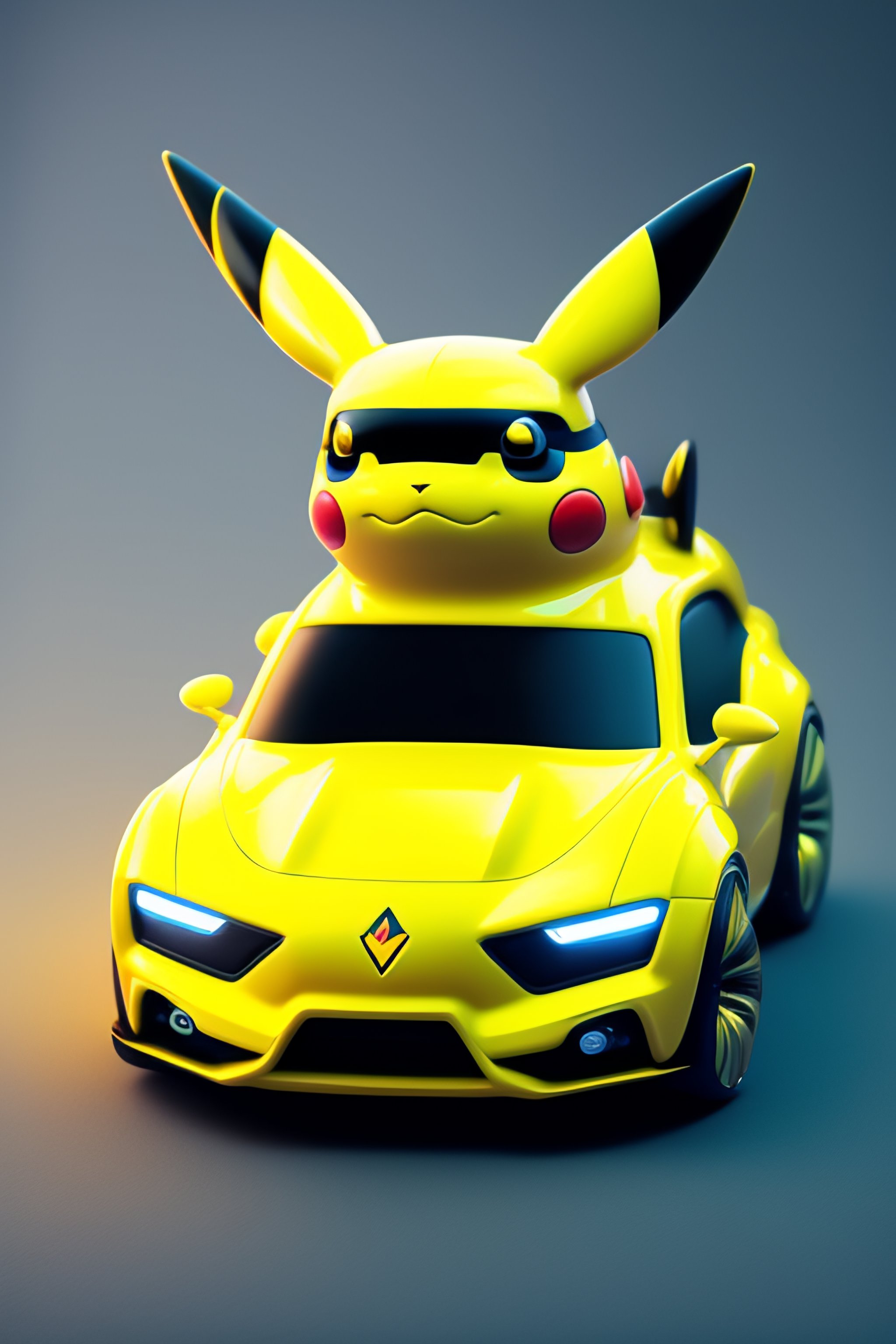 Lexica - Pikachu as a futuristic car , white background , yellow neon ...
