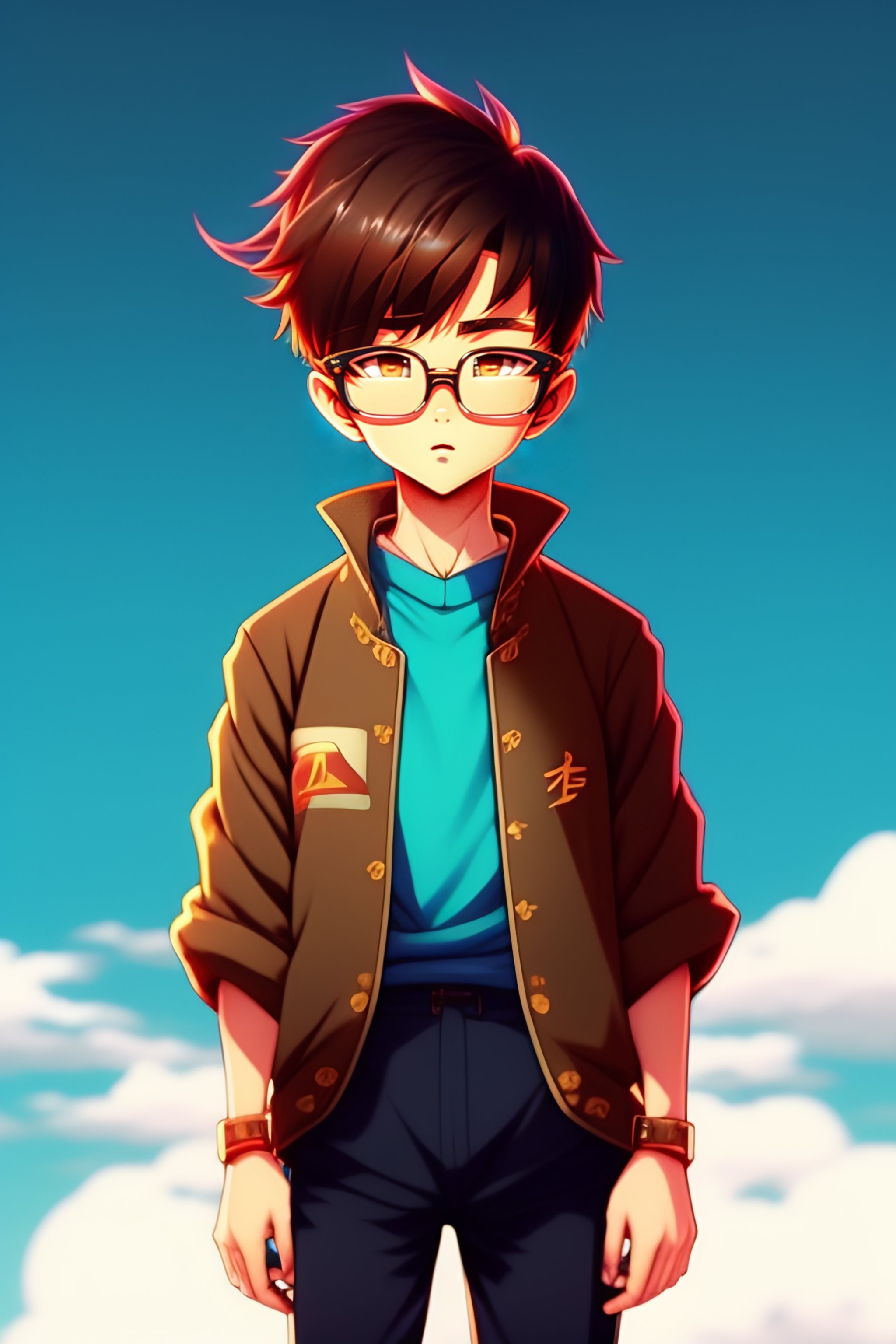 Lexica - Boy, Chinese style, anime, blue eyes, brown short hair, round ...