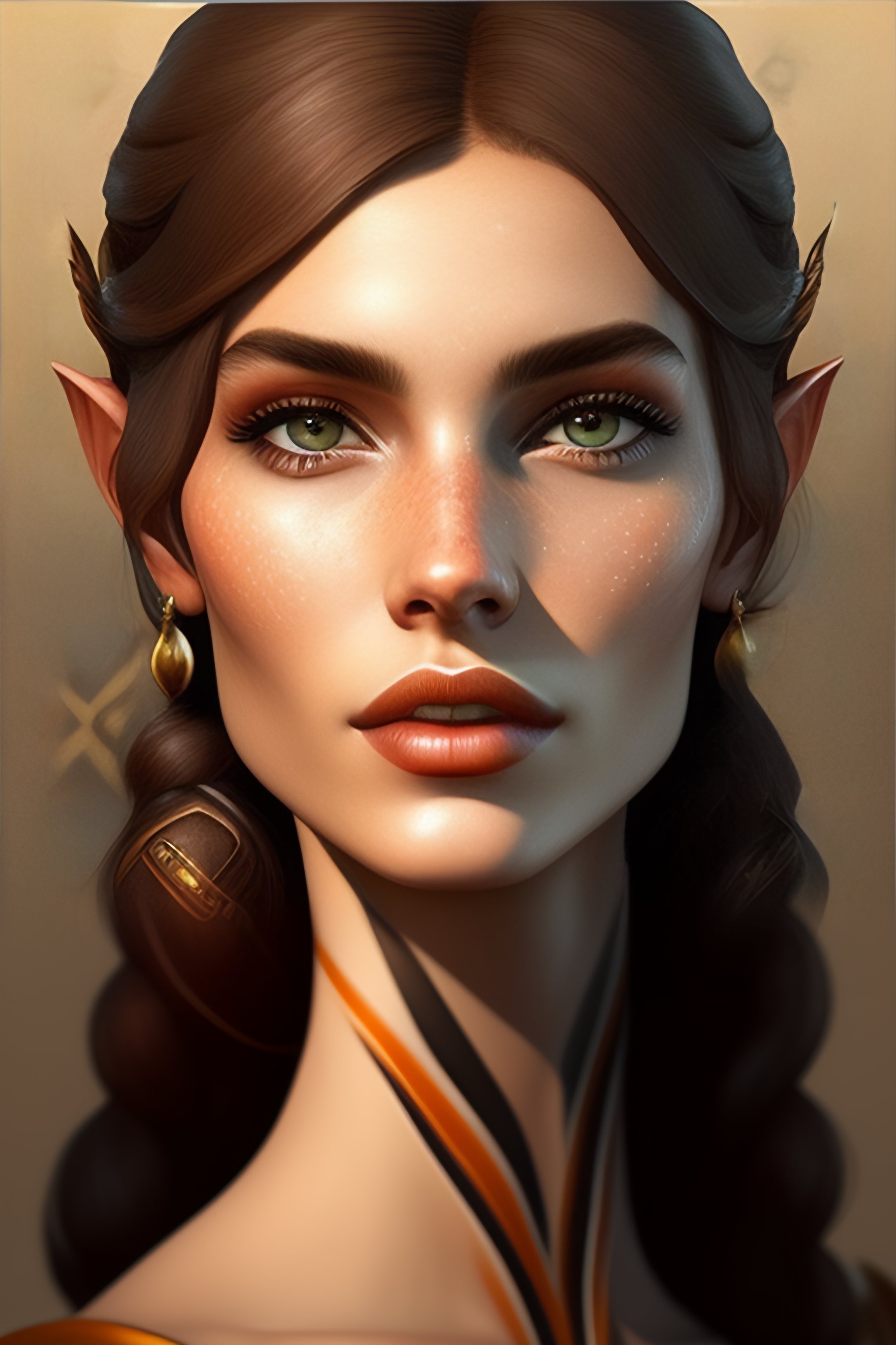 Lexica - An elve portrait of the slender woman with smiley lips, a long ...