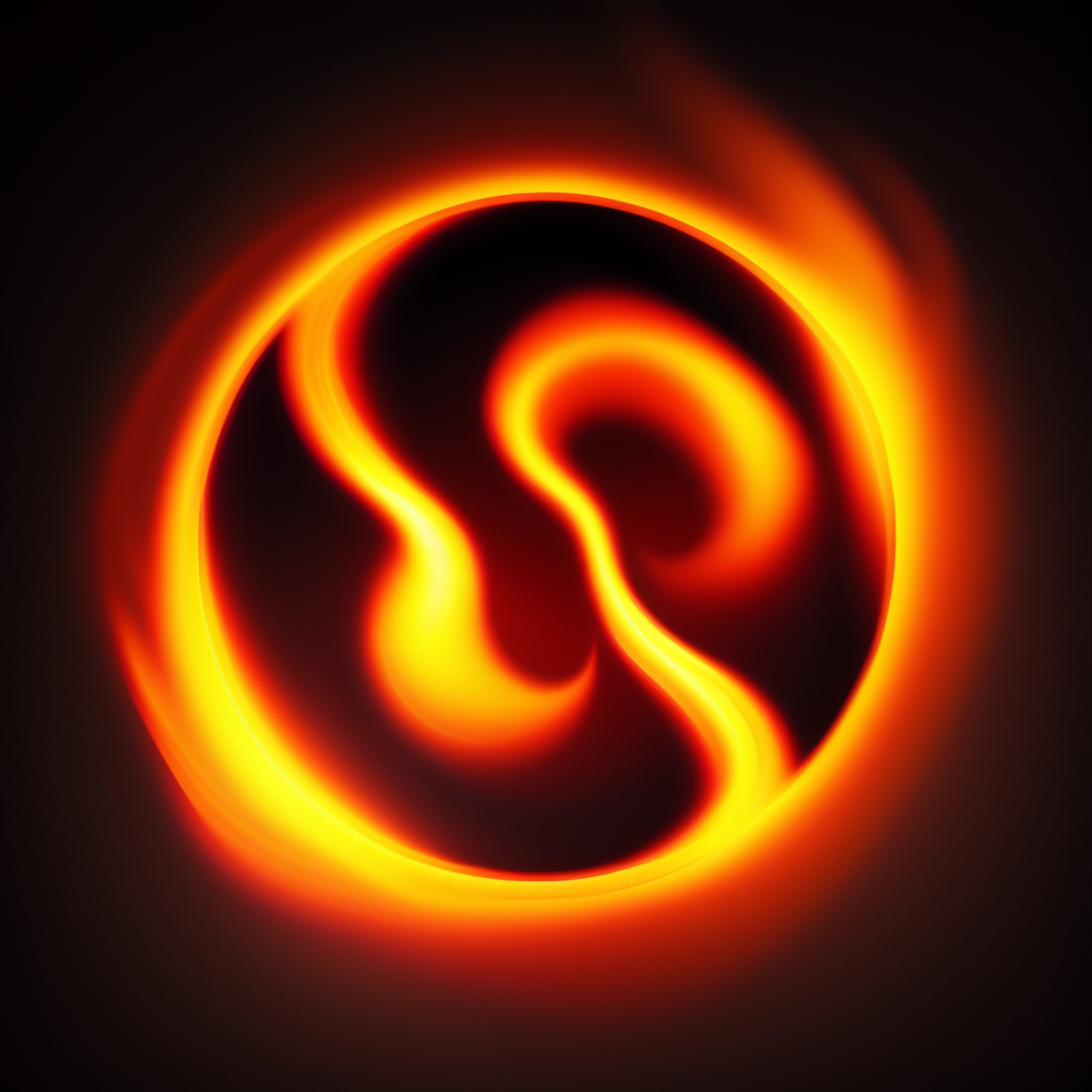 Lexica - Flame in circle shape, stylized on black background