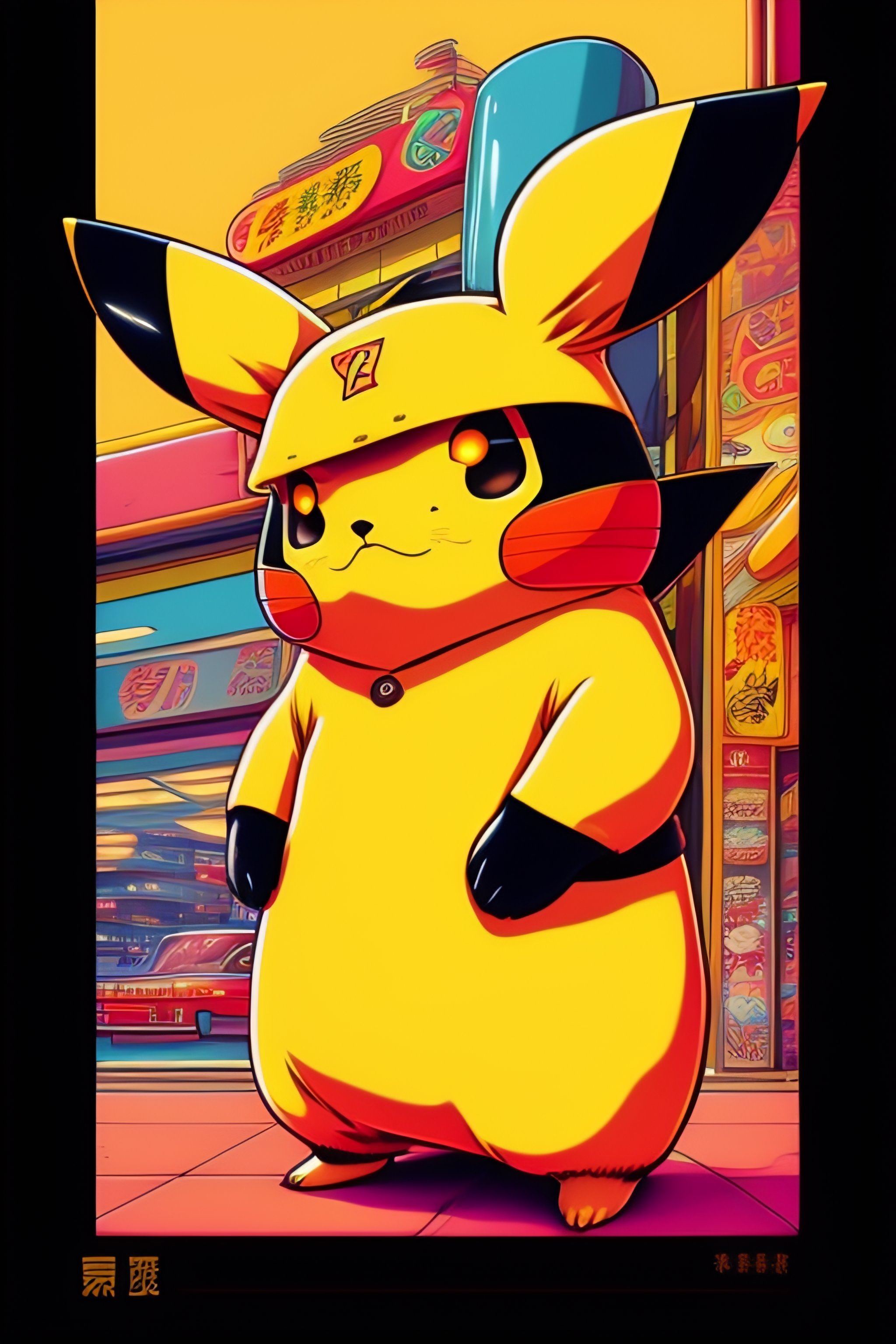 Lexica - Stylish Pikachu in the style of 90's vintage anime, surrealism ...