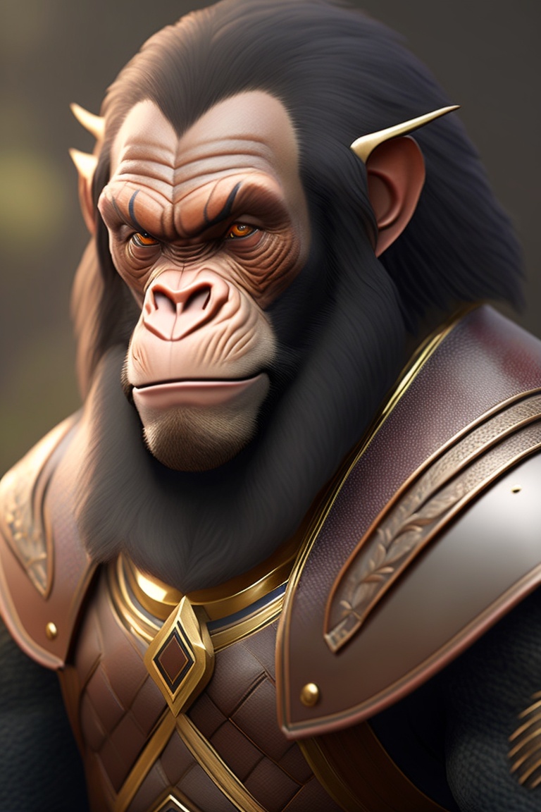 Lexica - Chimp, realistic, hero, samurai, fighter, avatar, martial arts