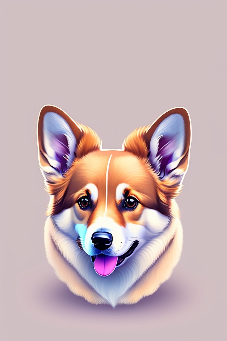 Lexica - Corgi, flat design, white background, head only, cute, kawaii