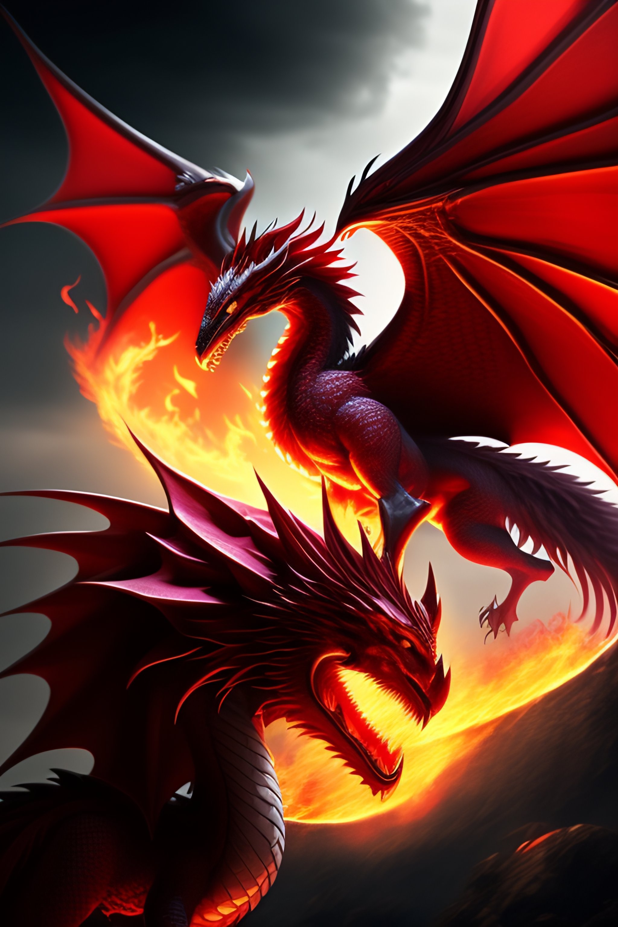 Lexica - A phoenix battling a red dragon