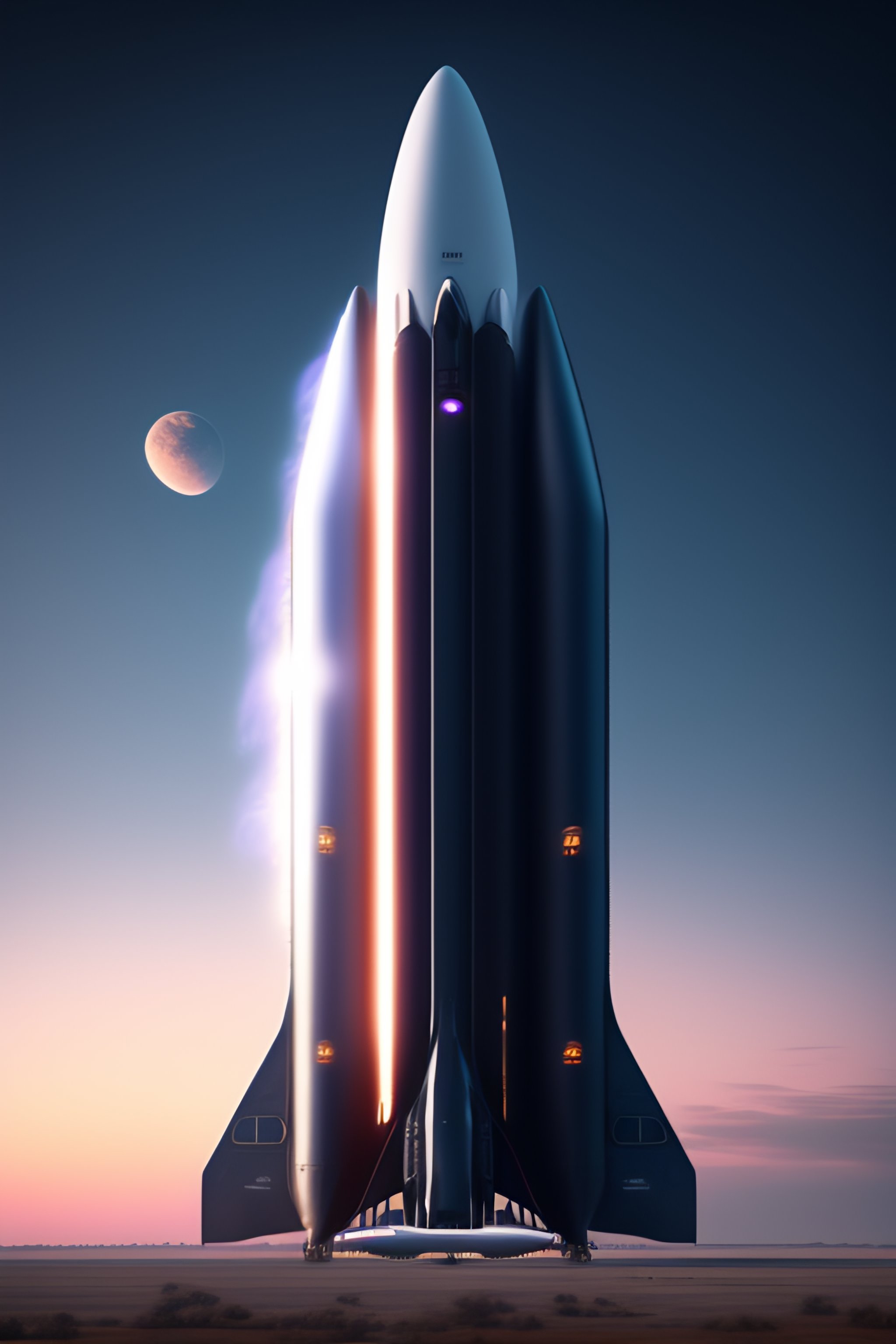 Lexica - Photograph of Spacex starship on top of heavy Falcon rocket ...