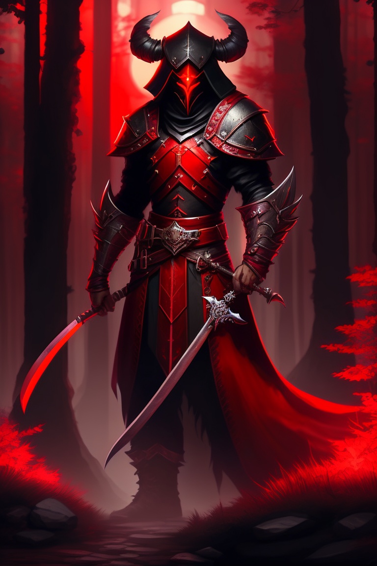 Lexica - Demonic knight, holding a scythe , horror, scary, red colors ...