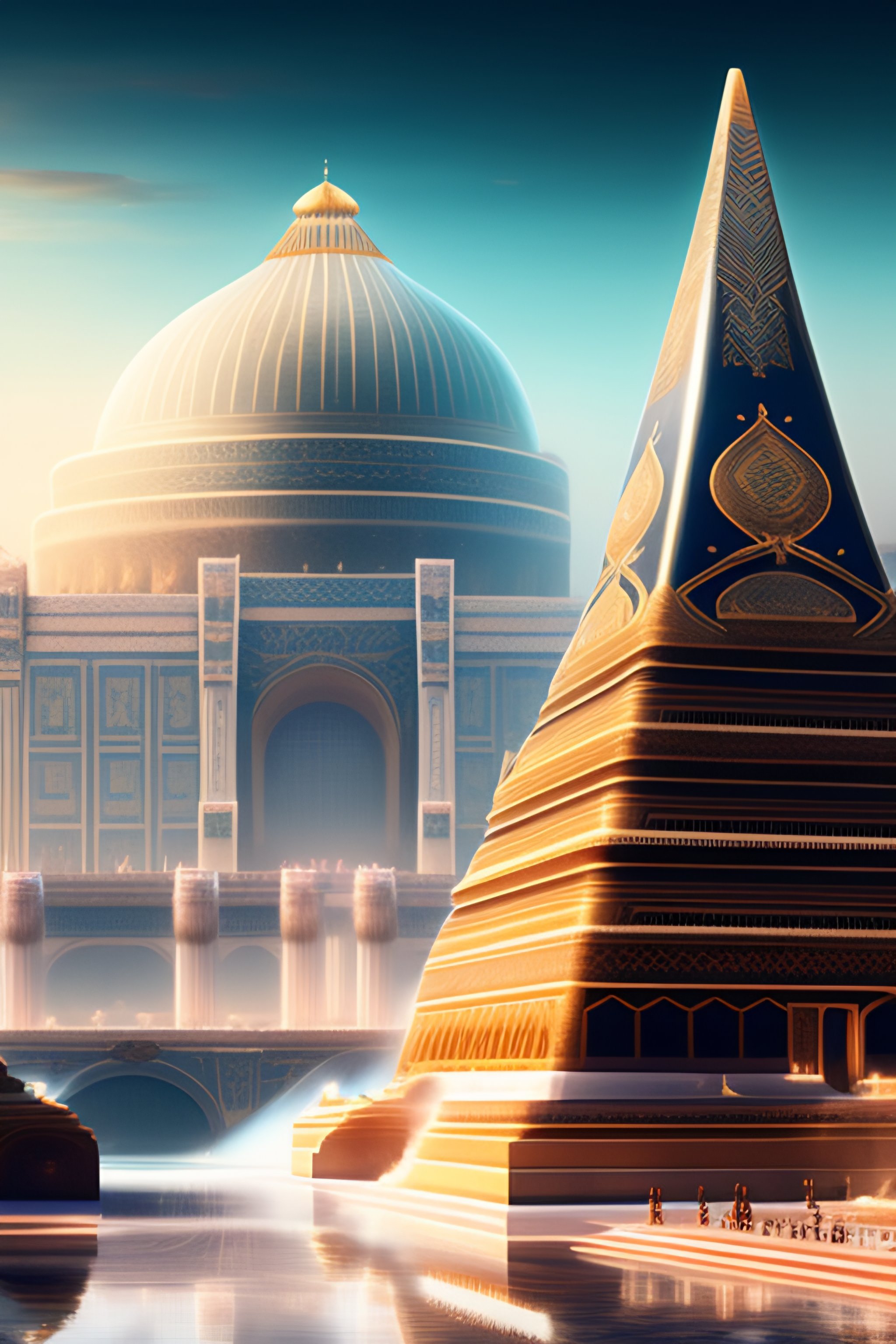 Lexica - A white glowing magical pyramid in the center of an futuristic ...