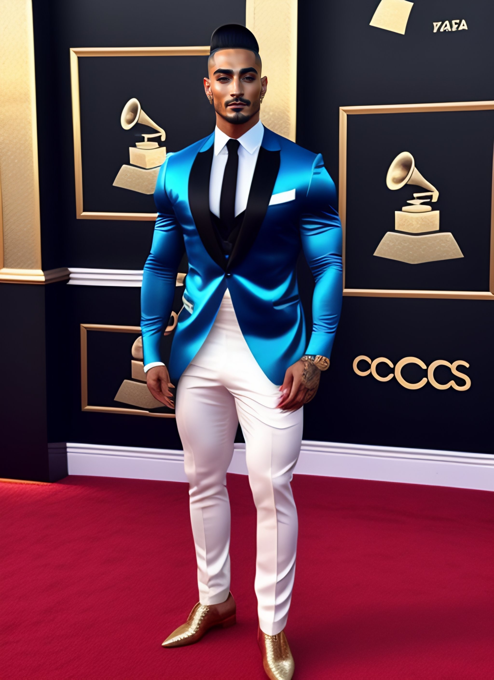 Lexica - Fit Maluma wearing a tight long Cinderella dress