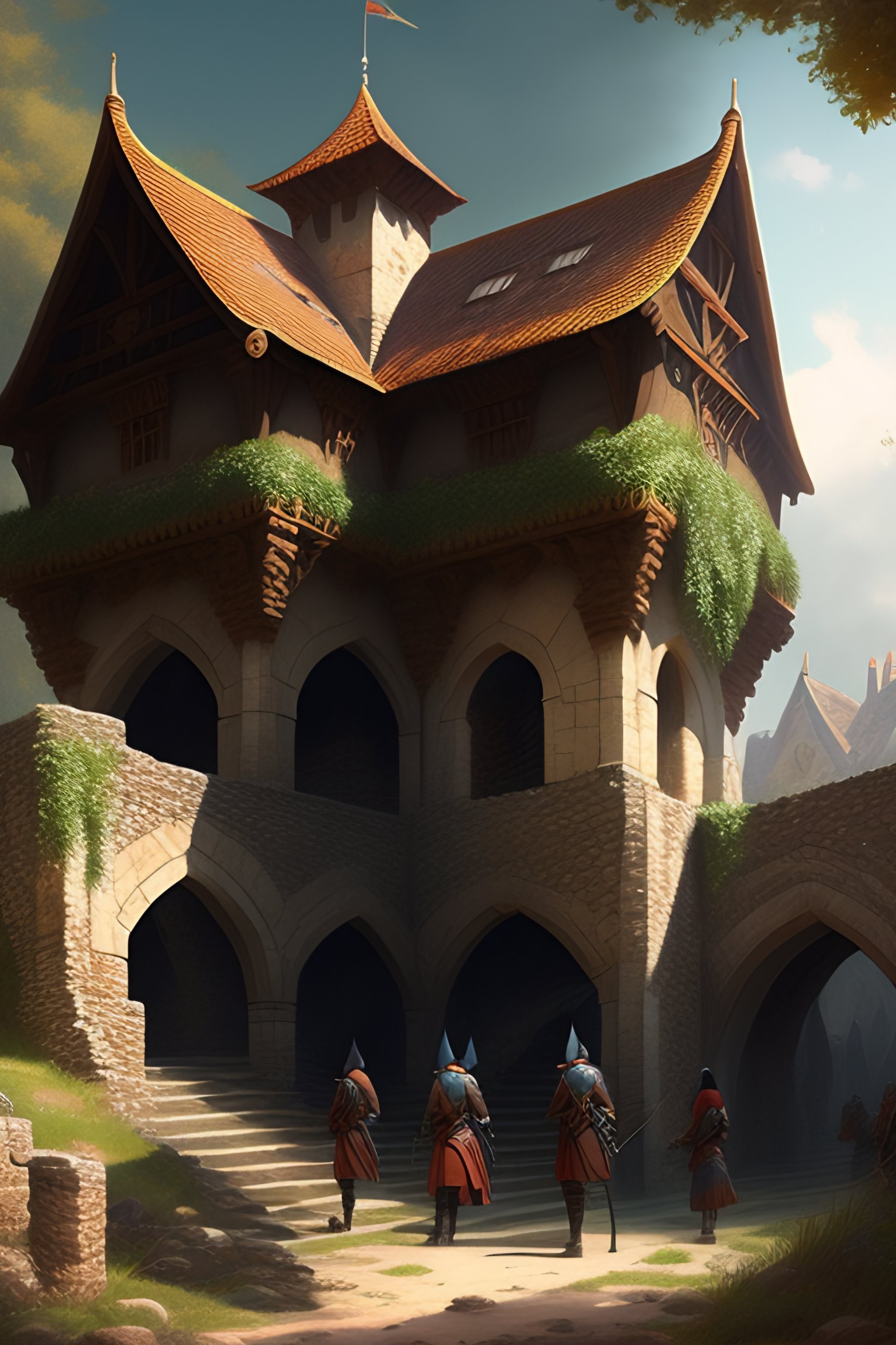 Lexica - Ultra realistic illustration, Medieval barracks in ruins ...