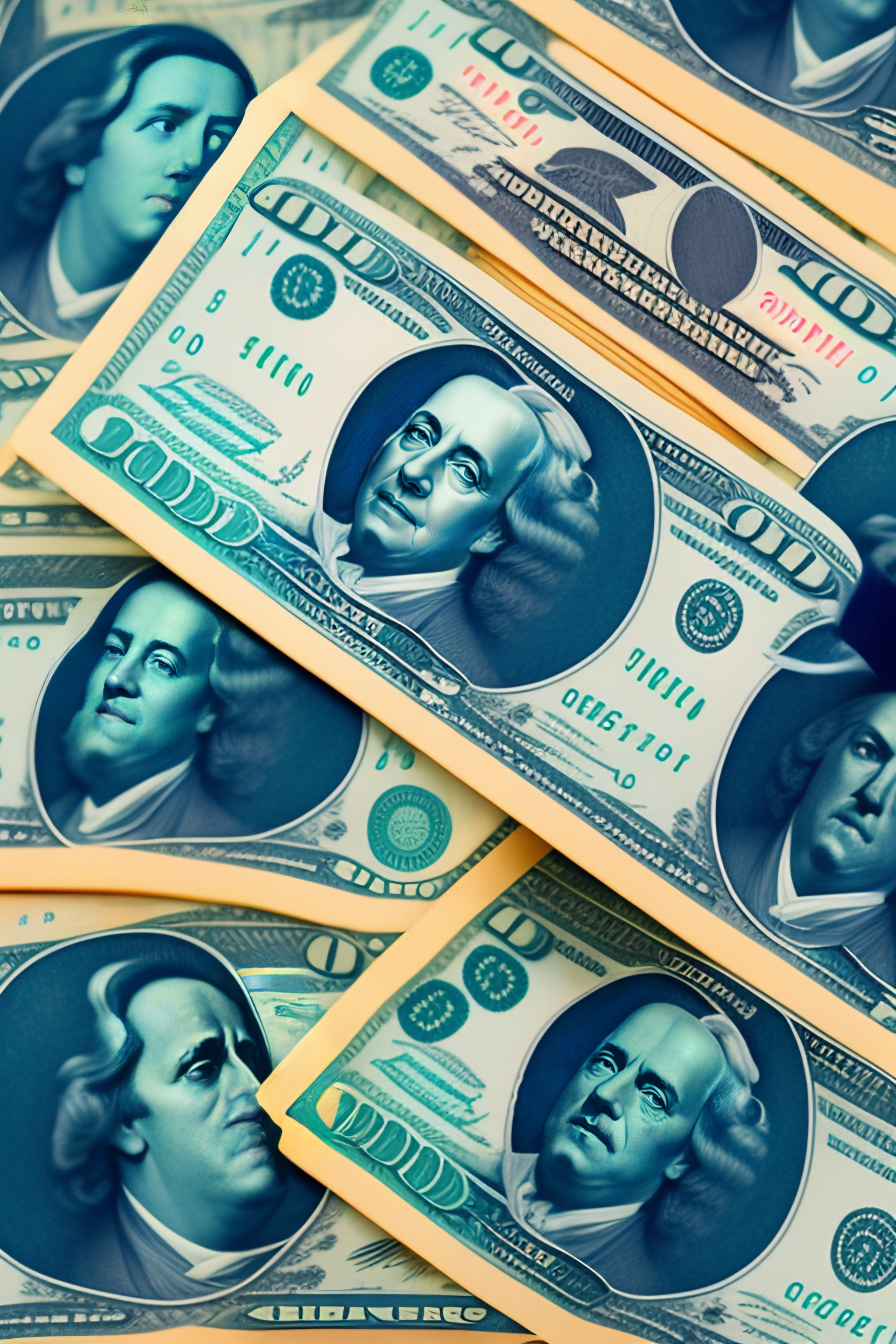 Lexica - Falling dollar notes on a blue sky background