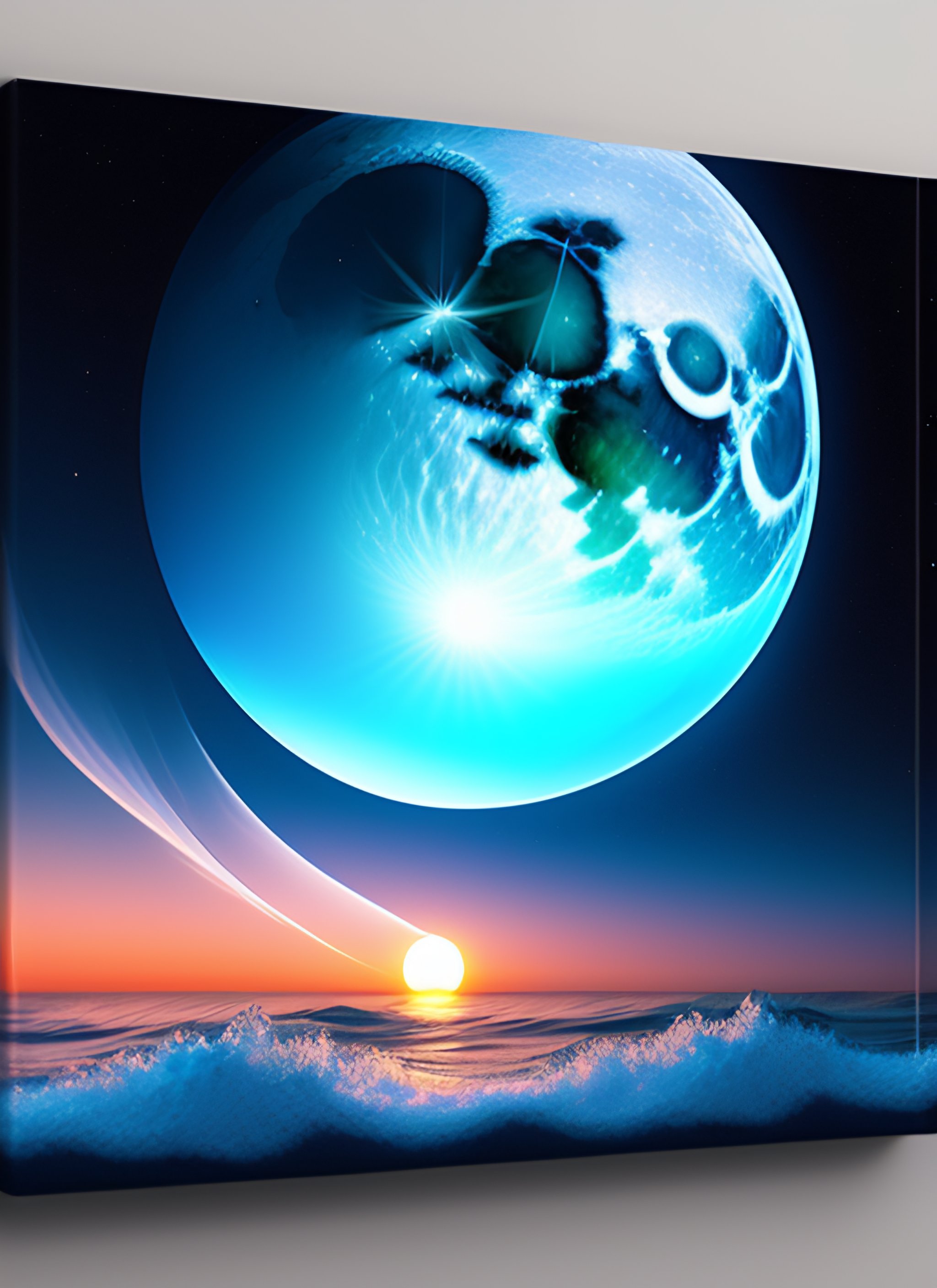 Lexica - The moon melting into the ocean at night, incredibly detailed ...