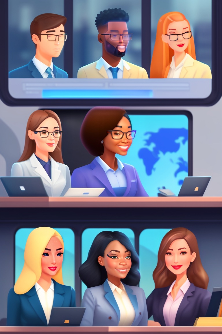 Lexica - An image depicting a virtual conference room with avatars of ...