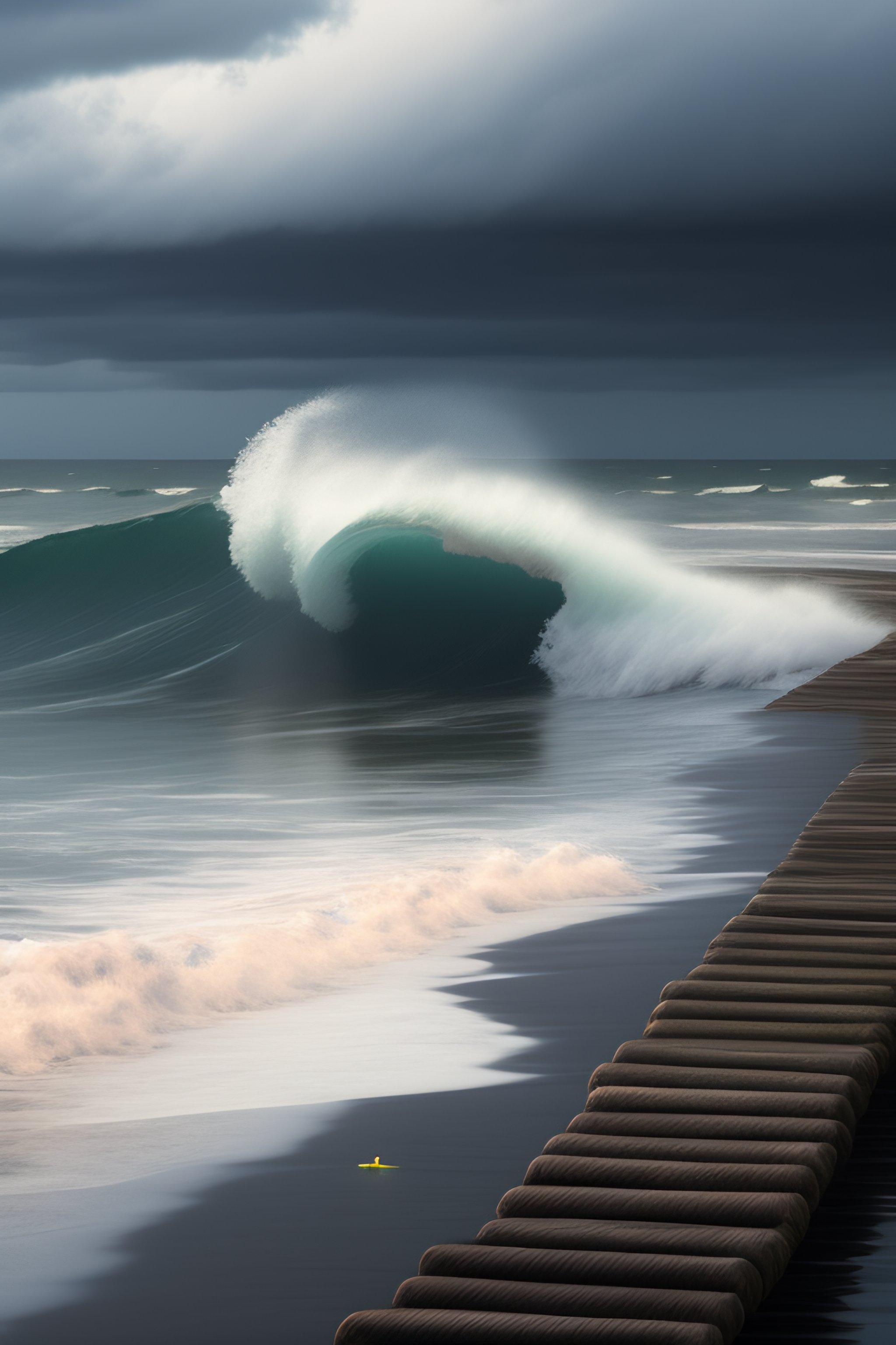 Lexica - Massive storm brewing in the sea, wooden old jetty extending ...