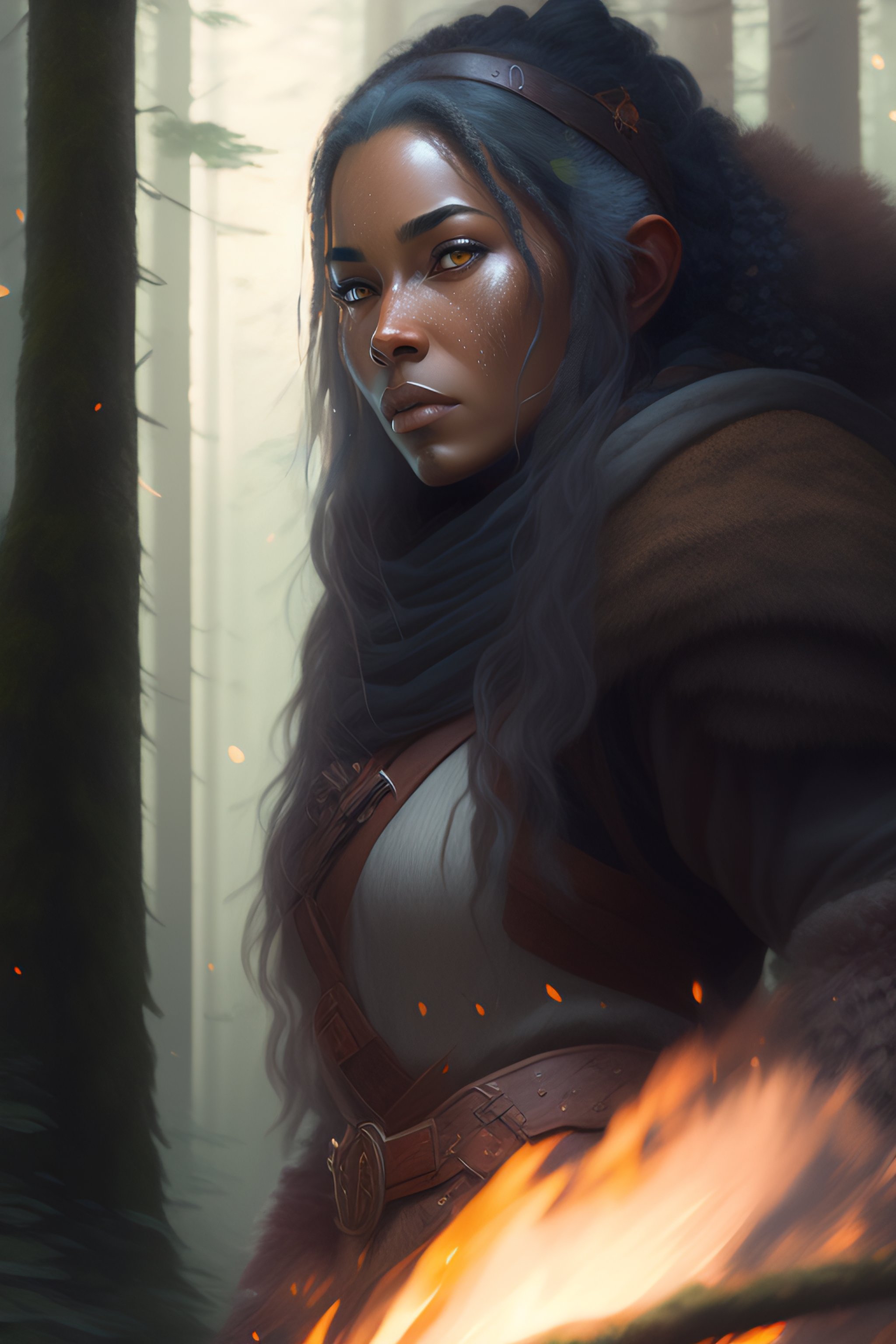 Lexica - A short female, dwarf, druid, gray hair, face scars, brown ...