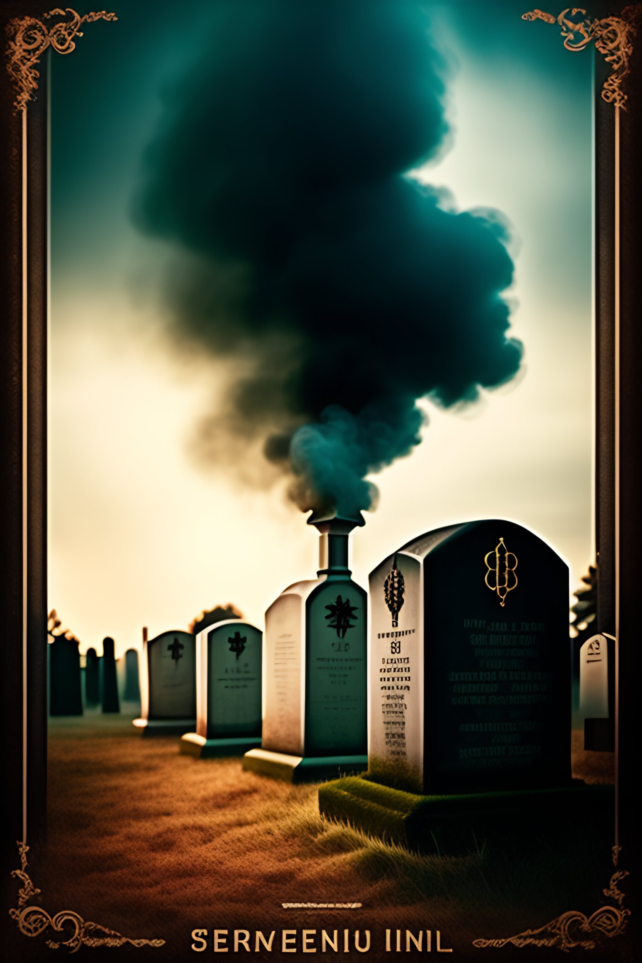 Lexica - Horror movie setting, it's a very scary cemetery, it has open ...