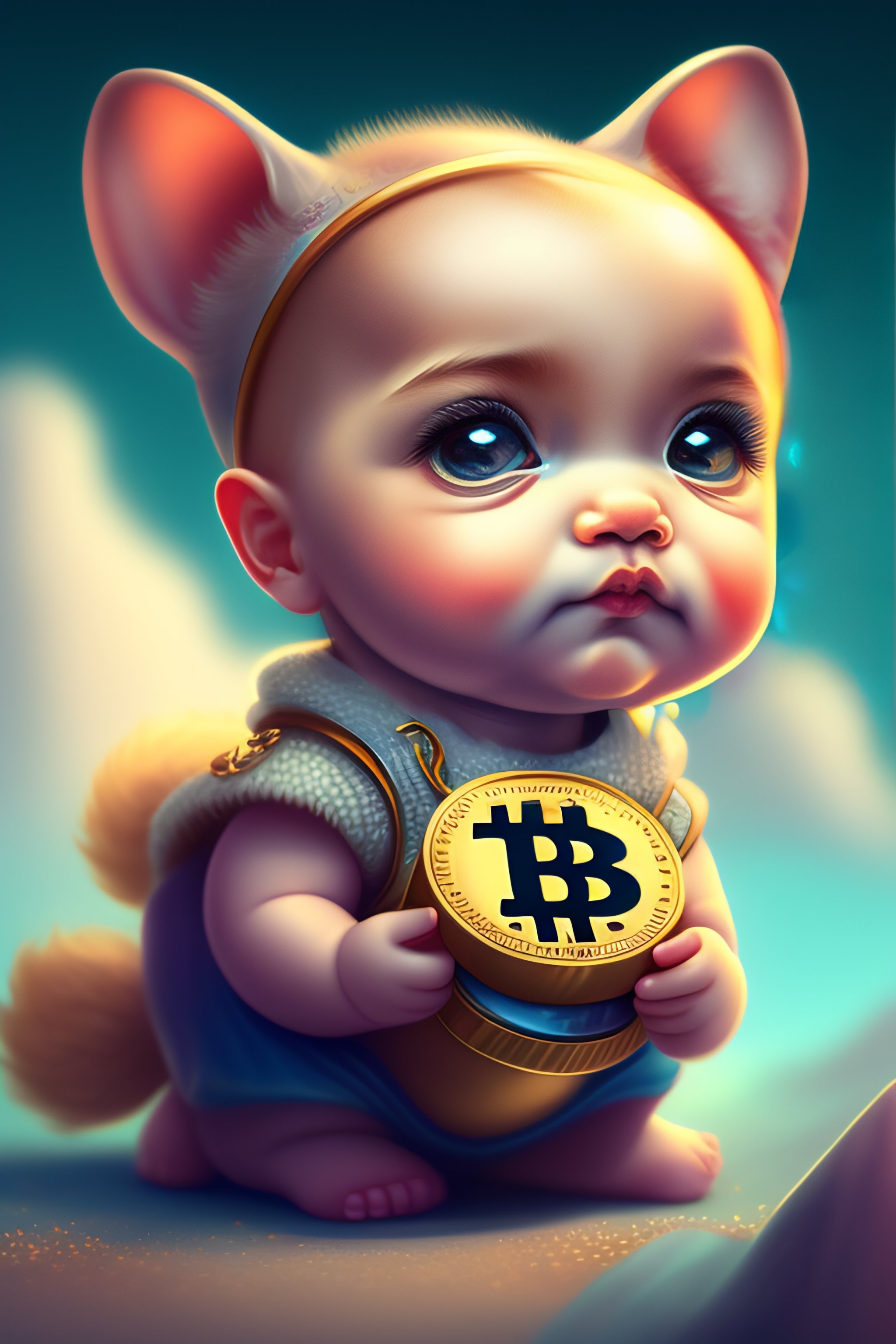 Lexica - Cute and adorable bitcoin baby, fantasy, dreamlike, surrealism ...