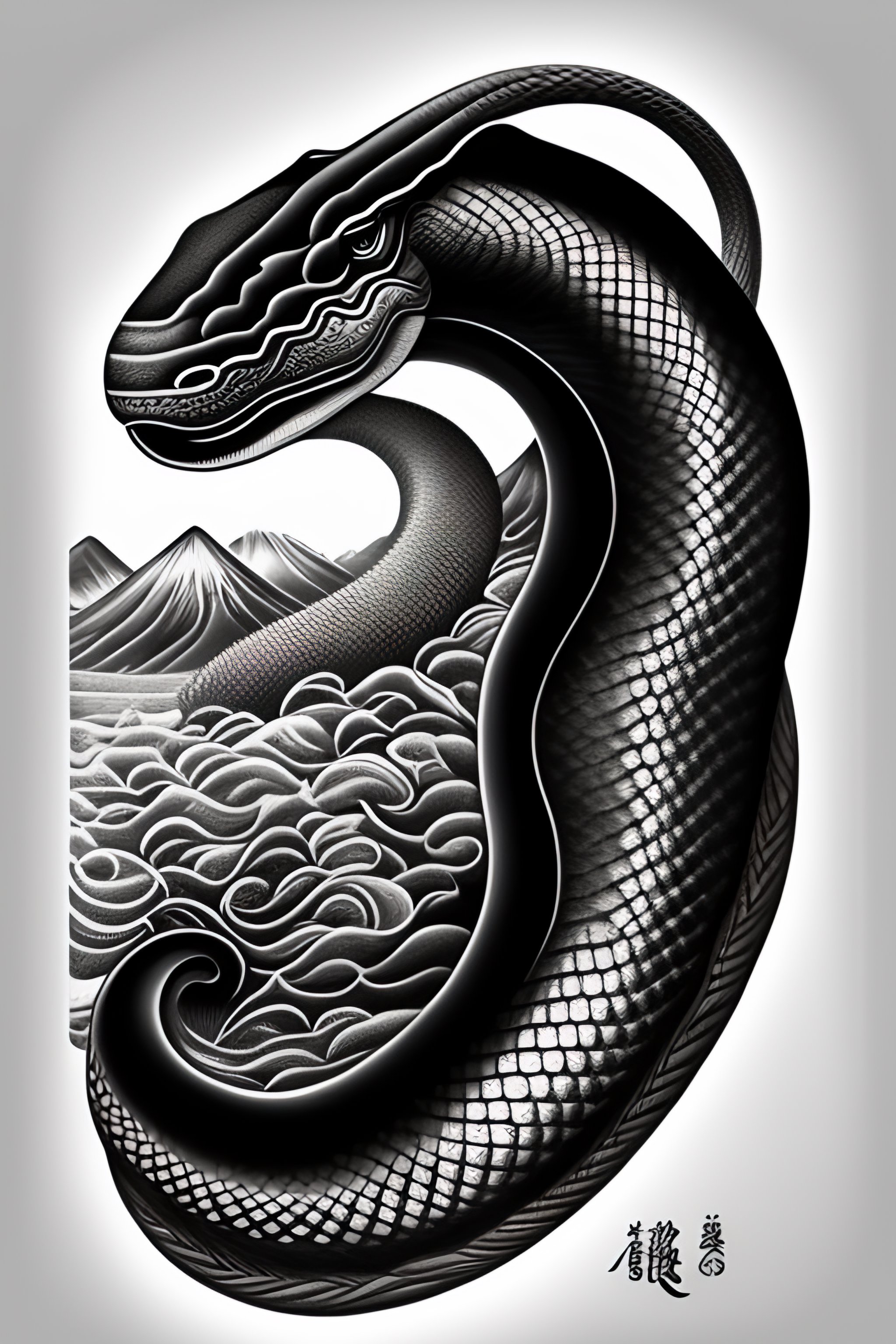 Black Python Tattoo