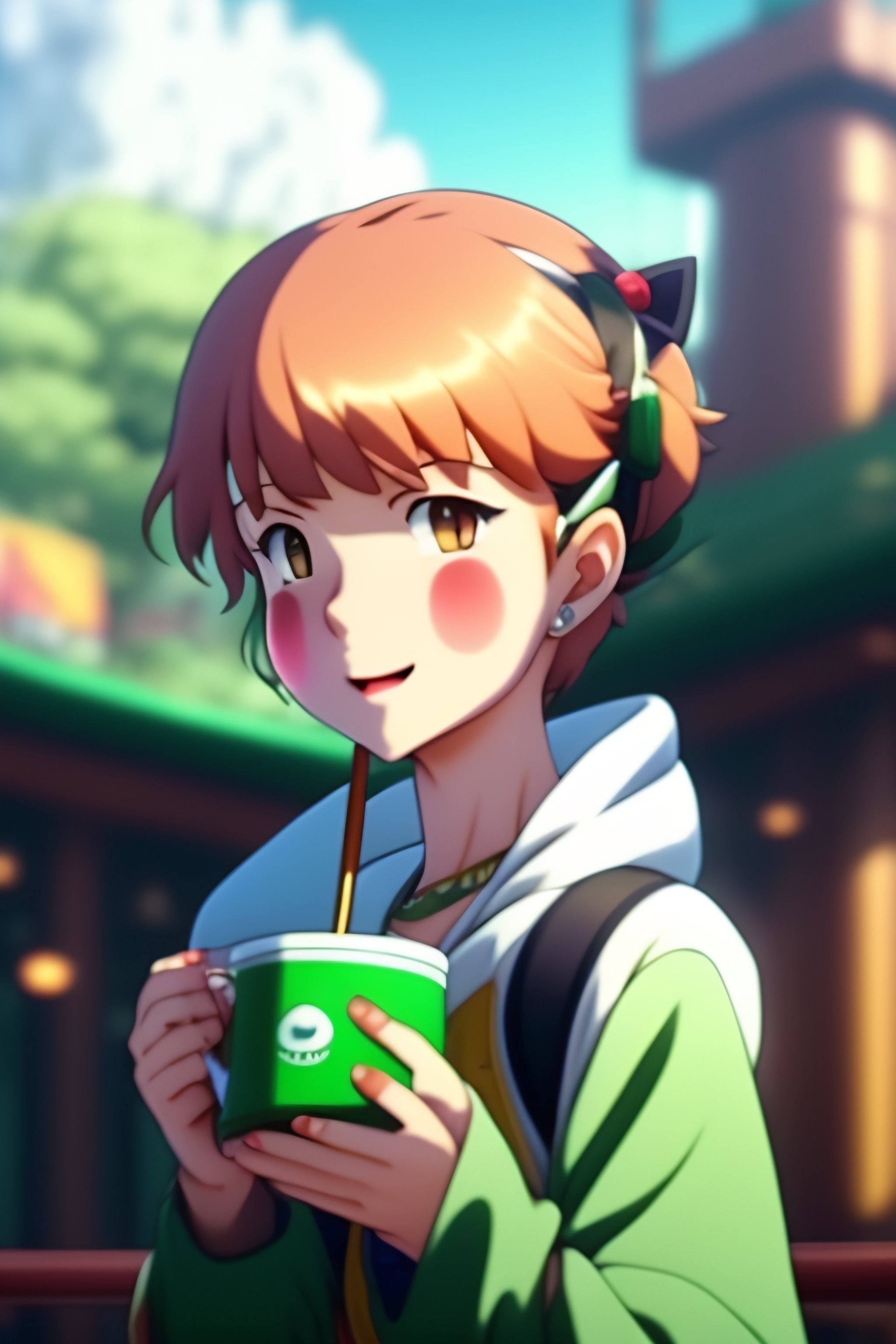 Lexica - High quality image of misty from pokemon drinking matcha tea ...