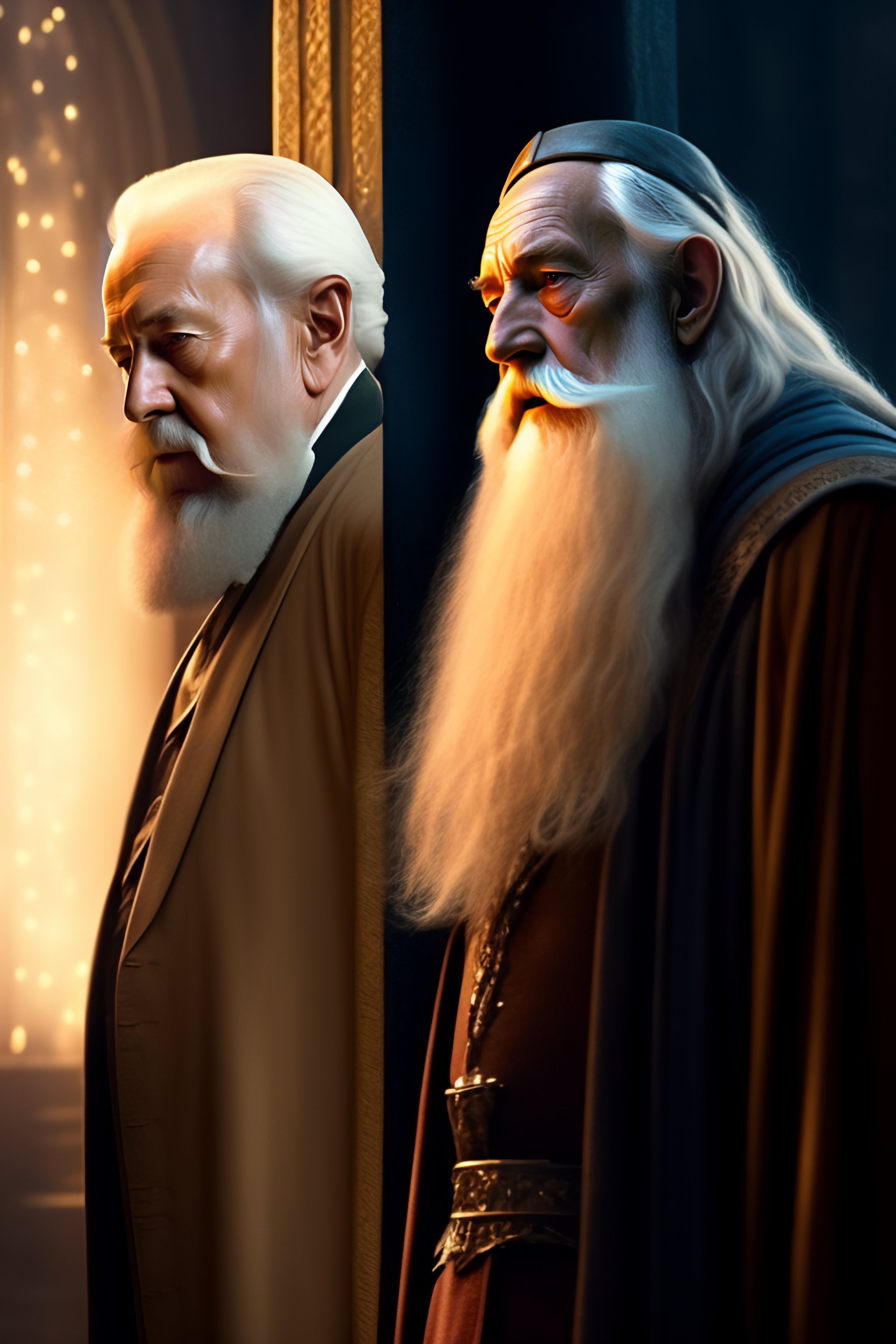 Lexica - Dumbledore and Gandalf standing front to each other, little ...