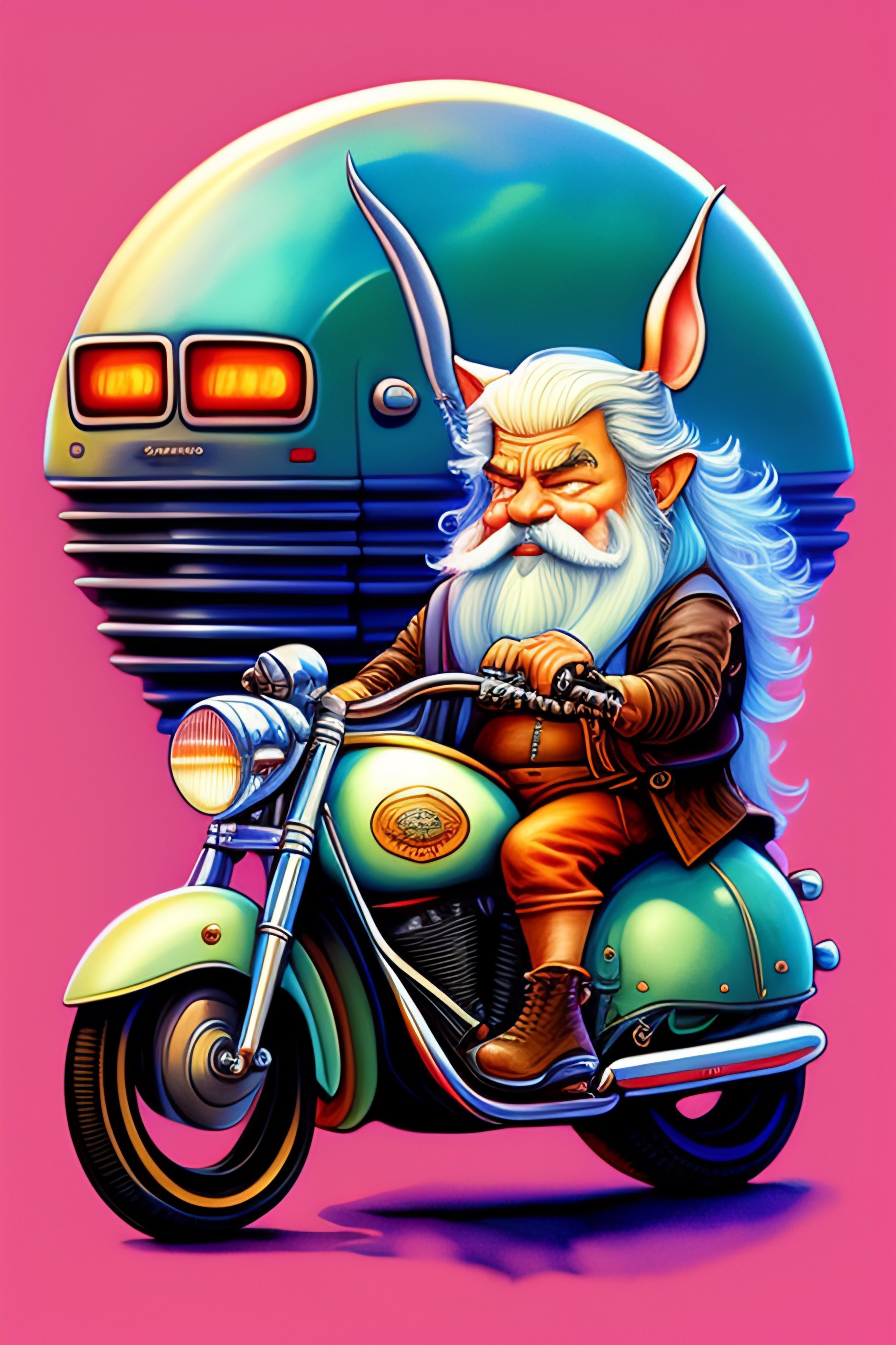Lexica - Cute and funny, gandalf on a motorcycle, ratfink style by ed ...