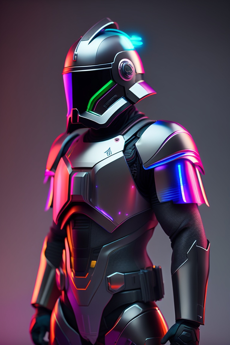 Lexica - A photograph of a cyberpunk armour made of black titanium and ...