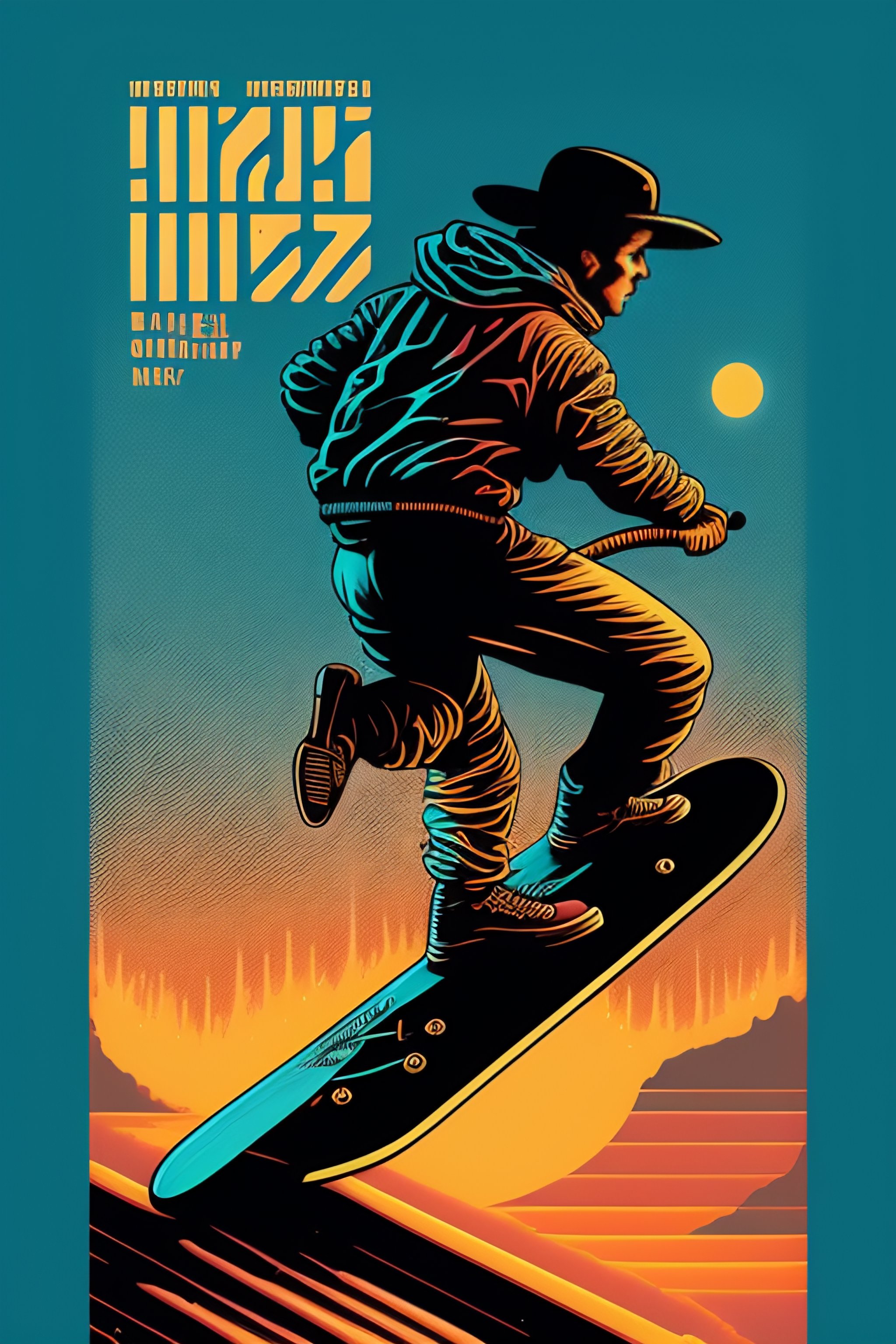 Lexica - Man riding a skateboard Cross-Over, logo design by Philippe Caza