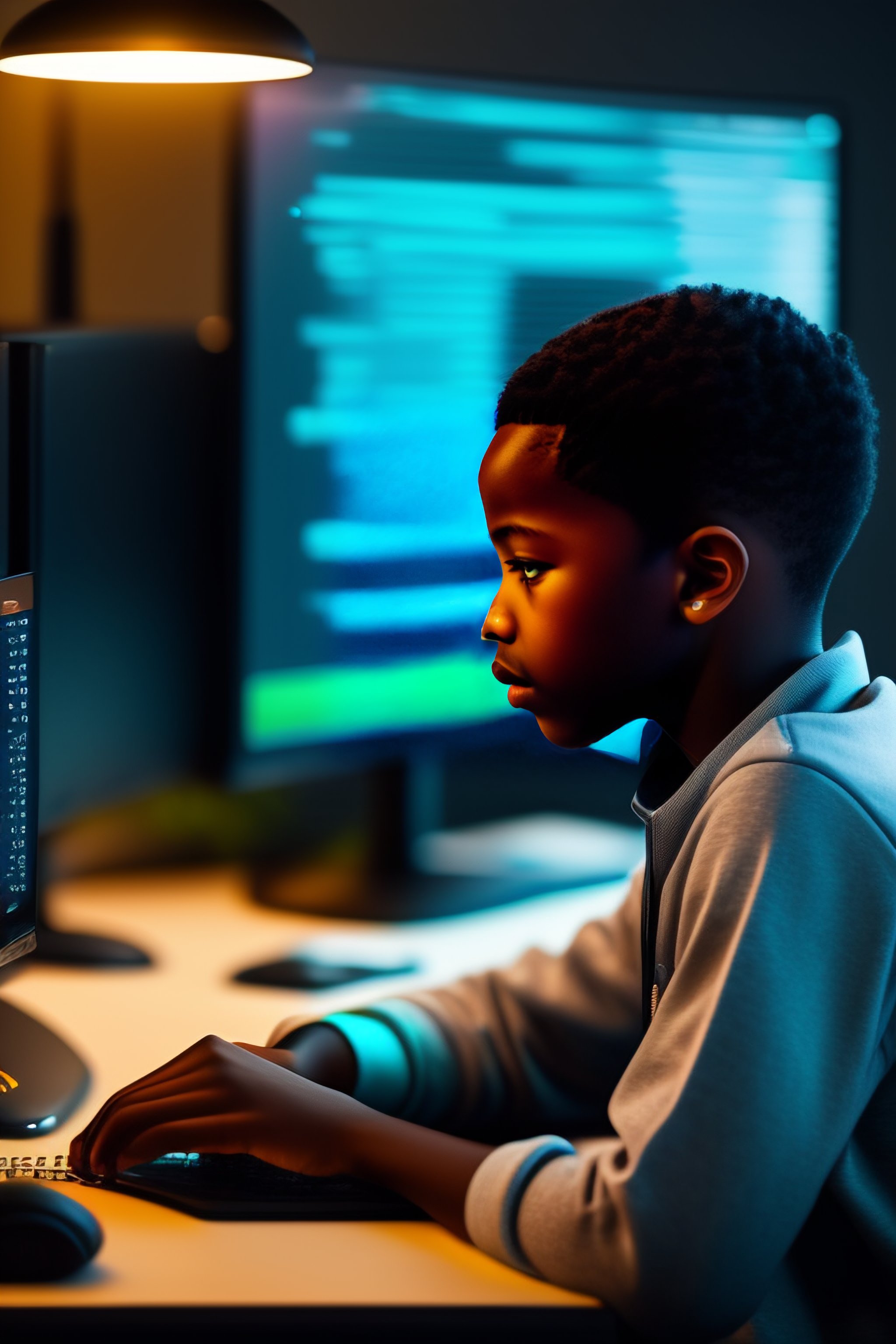 Lexica - Young black man coding in the night