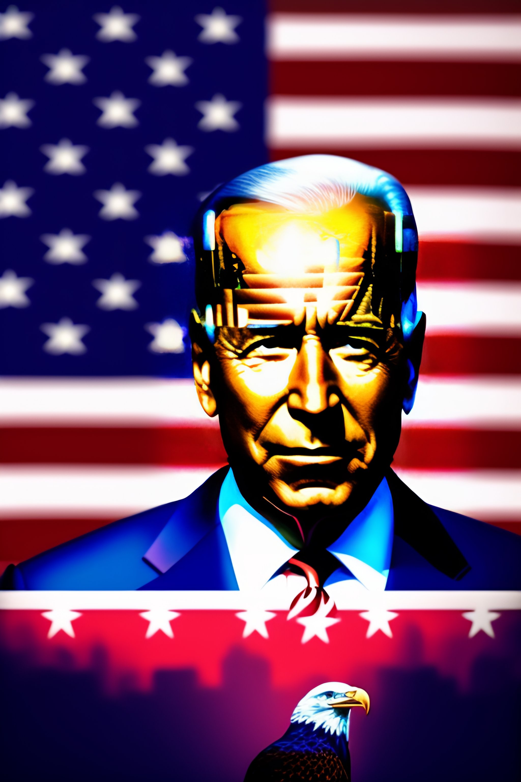 Lexica - Includes joe Biden in front of an eagle made from an American ...