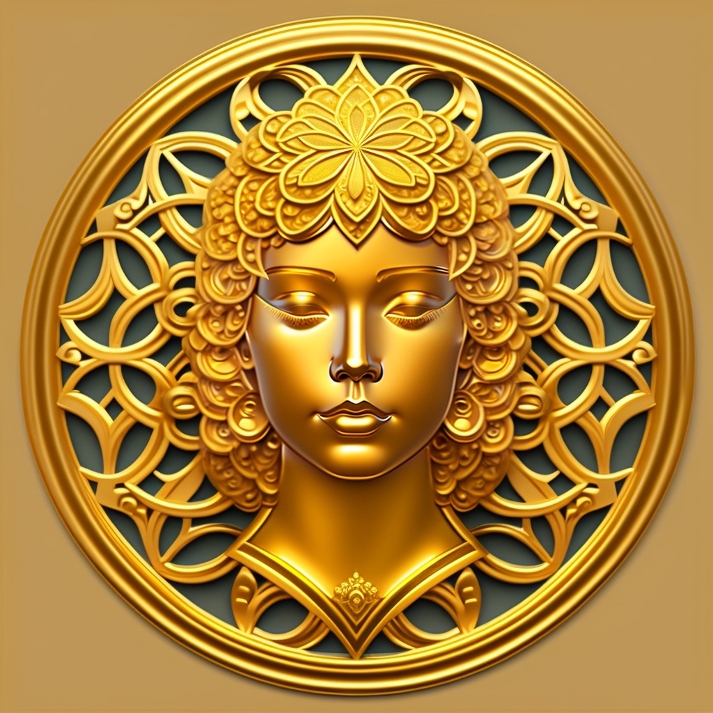 Lexica - 2d gold avatar humanoid drawing psychedelic, 2d flat, mandala ...