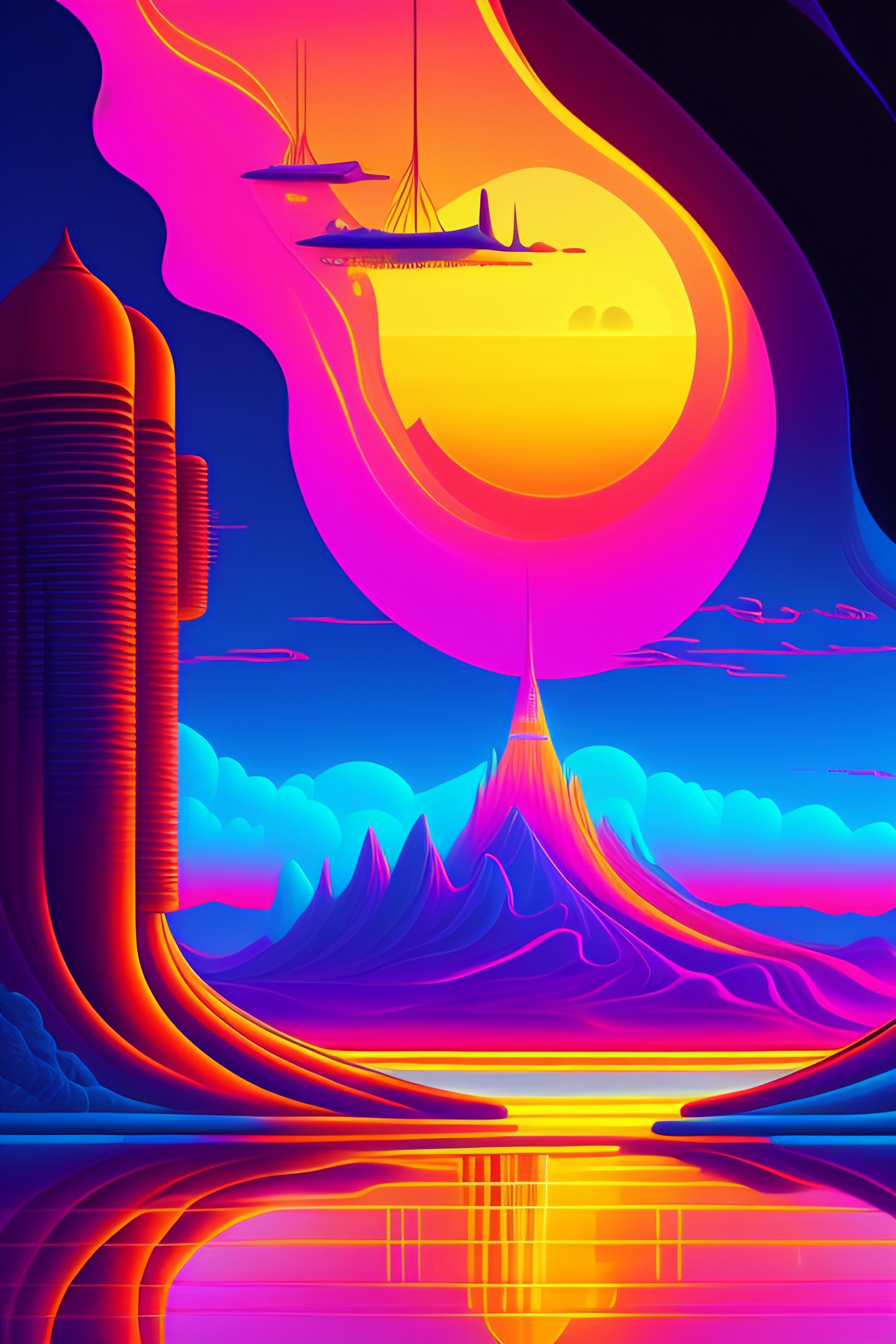 Lexica - The Loss Of Childhood Innocence, Synthwave Painting, Sunset ...