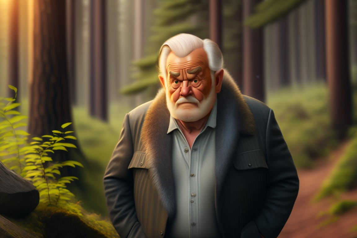 Lexica - A grumpy old man in forest, with a hunch in his back and a ...