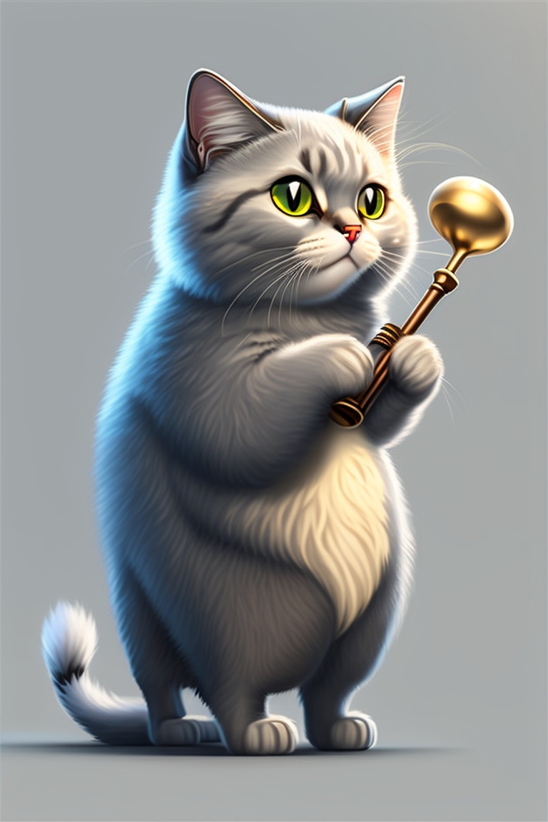 Lexica - Illustration comic style, Furry grey cat with two tails ...