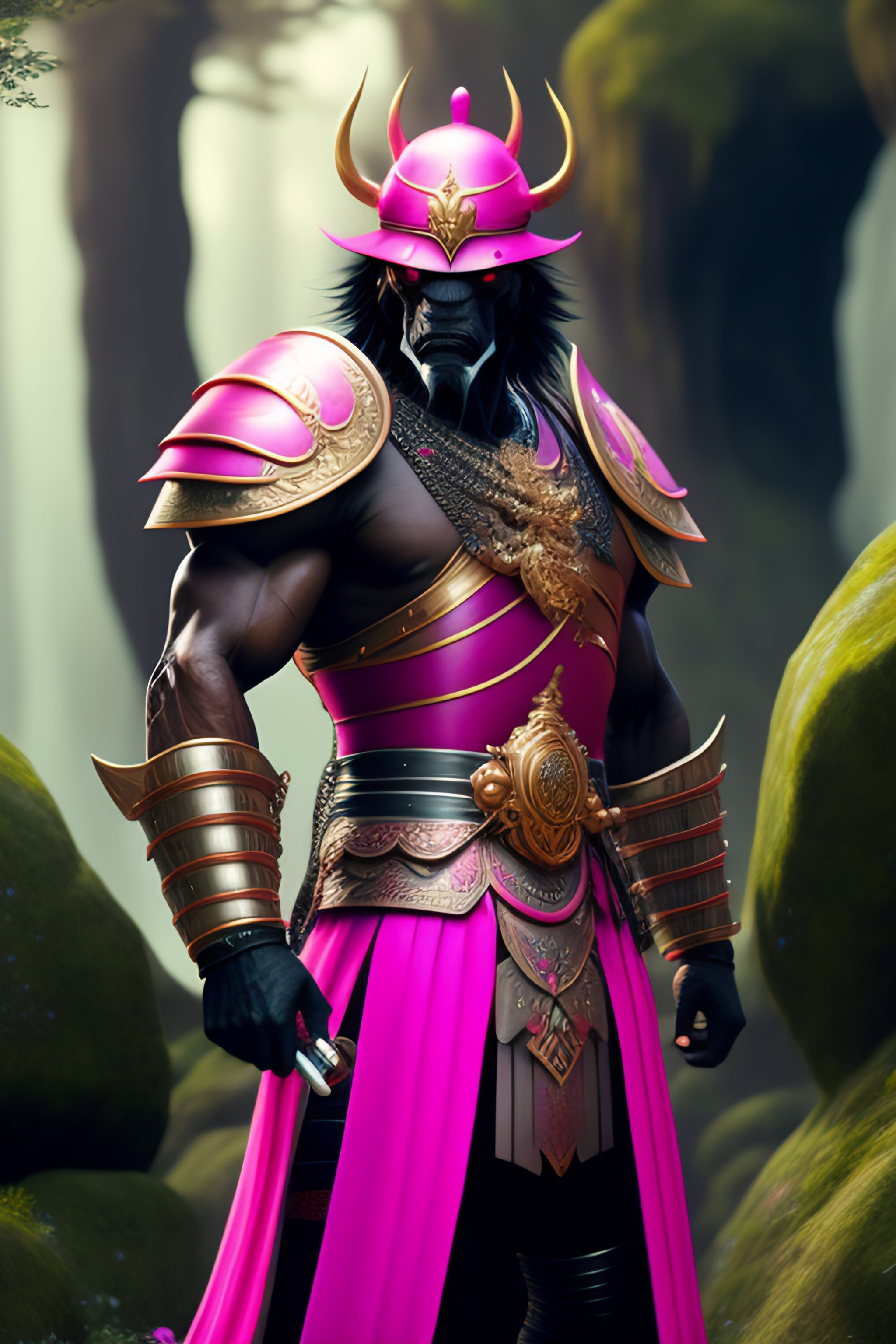 Lexica - A highly detailed matte painting of a Gorilla Samurai in full ...