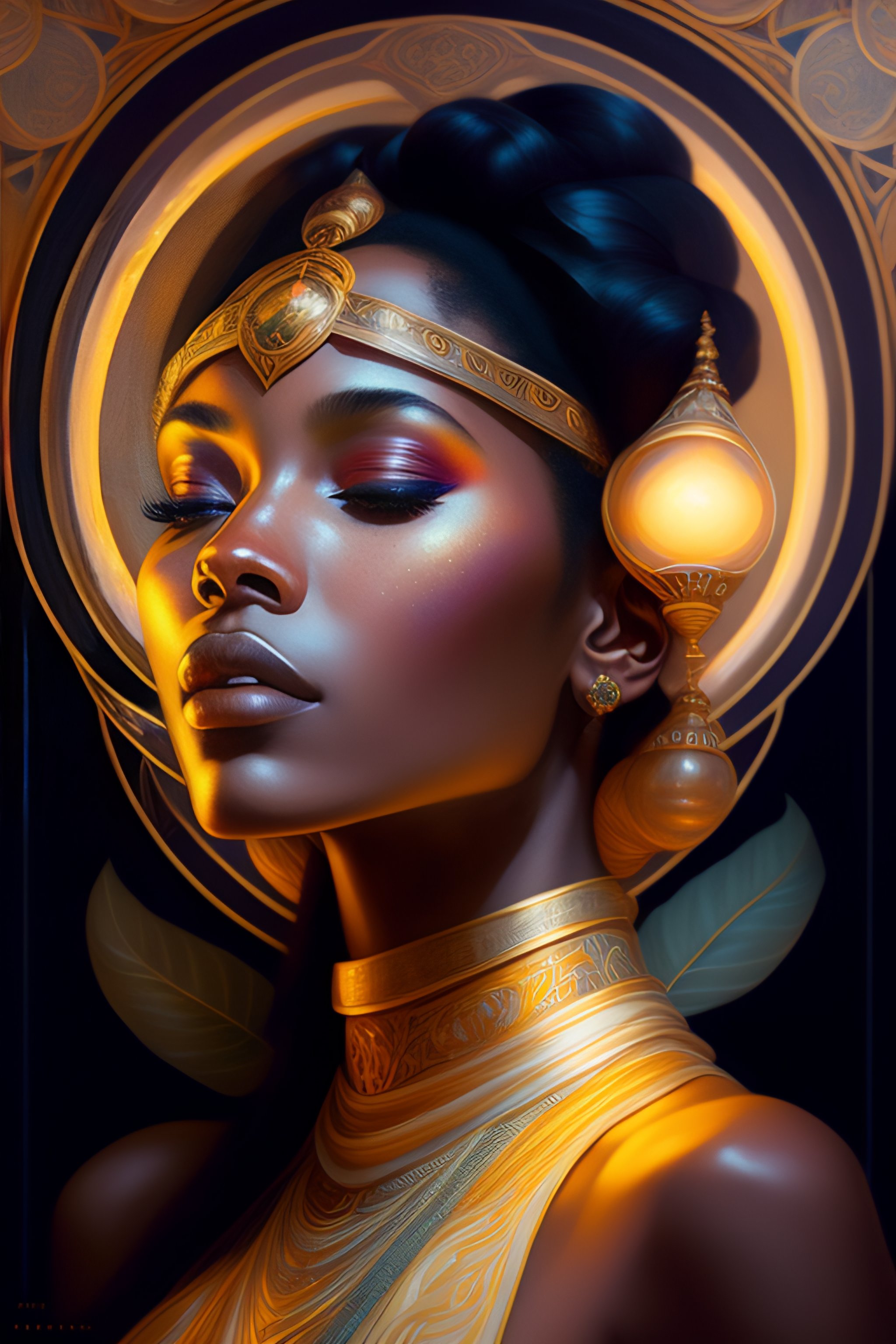 Lexica - Portrait of black woman having a spiritual awakening, eyes ...