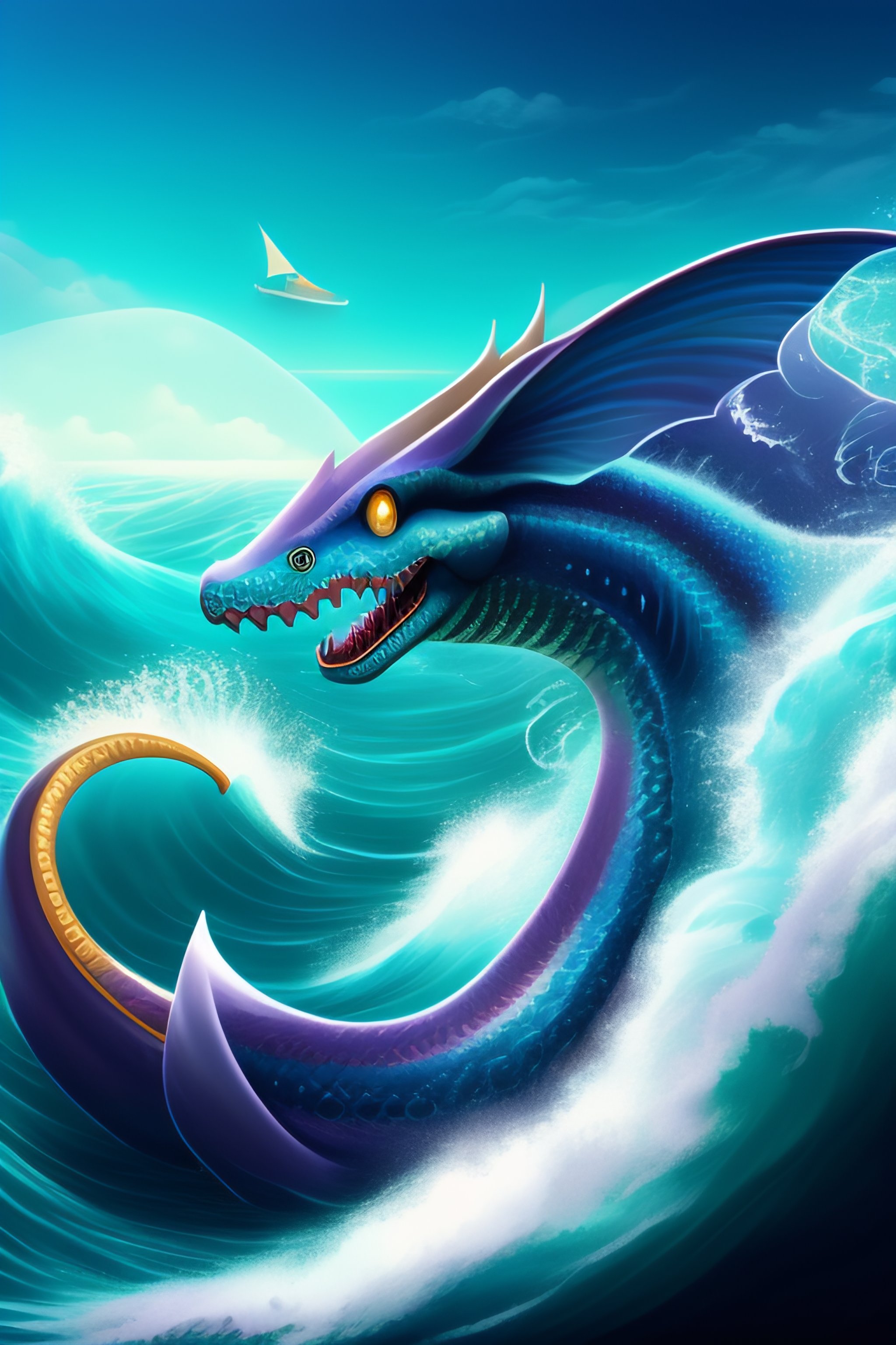 Lexica - A giant sea serpent mixed with a kraken in the art style of ...