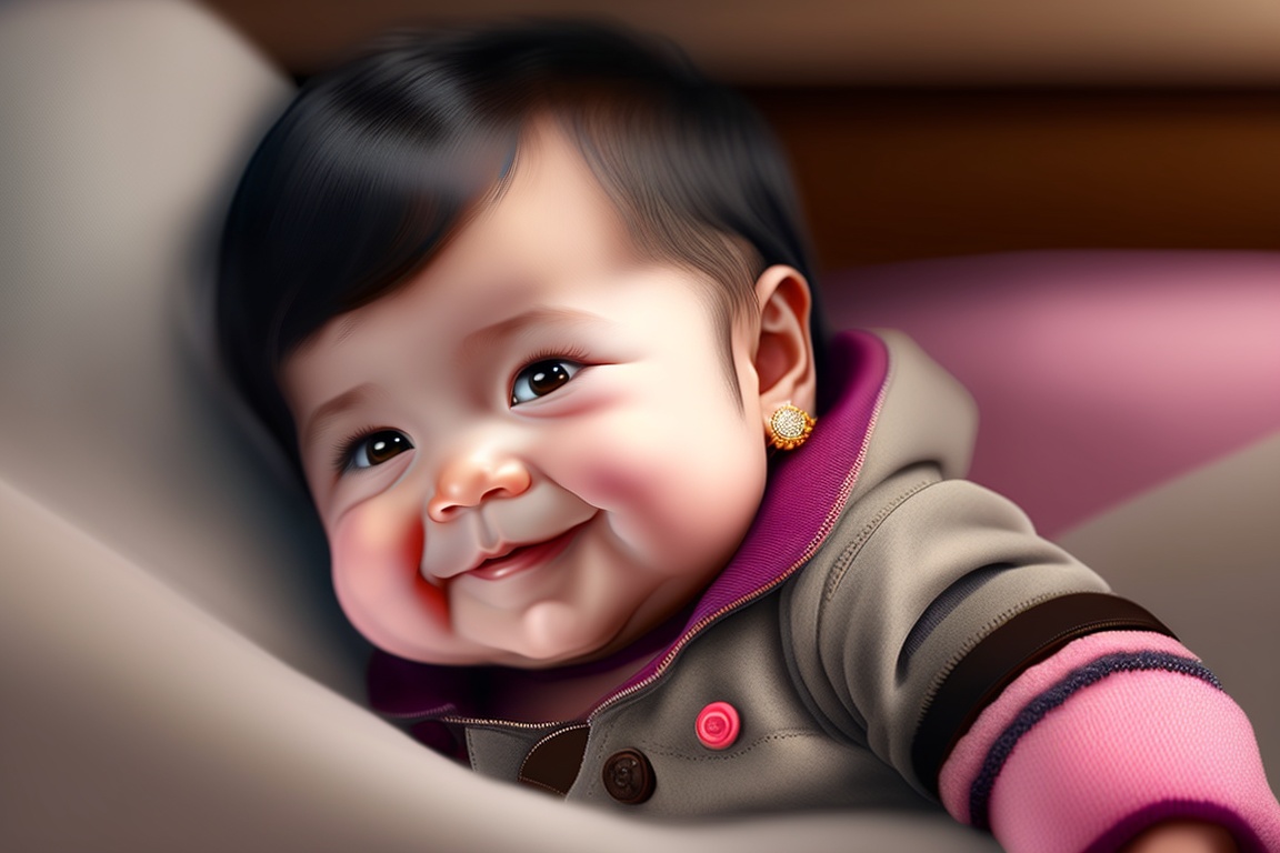 Lexica - A 7-month-old baby with brown eyes, very short brown hair ...