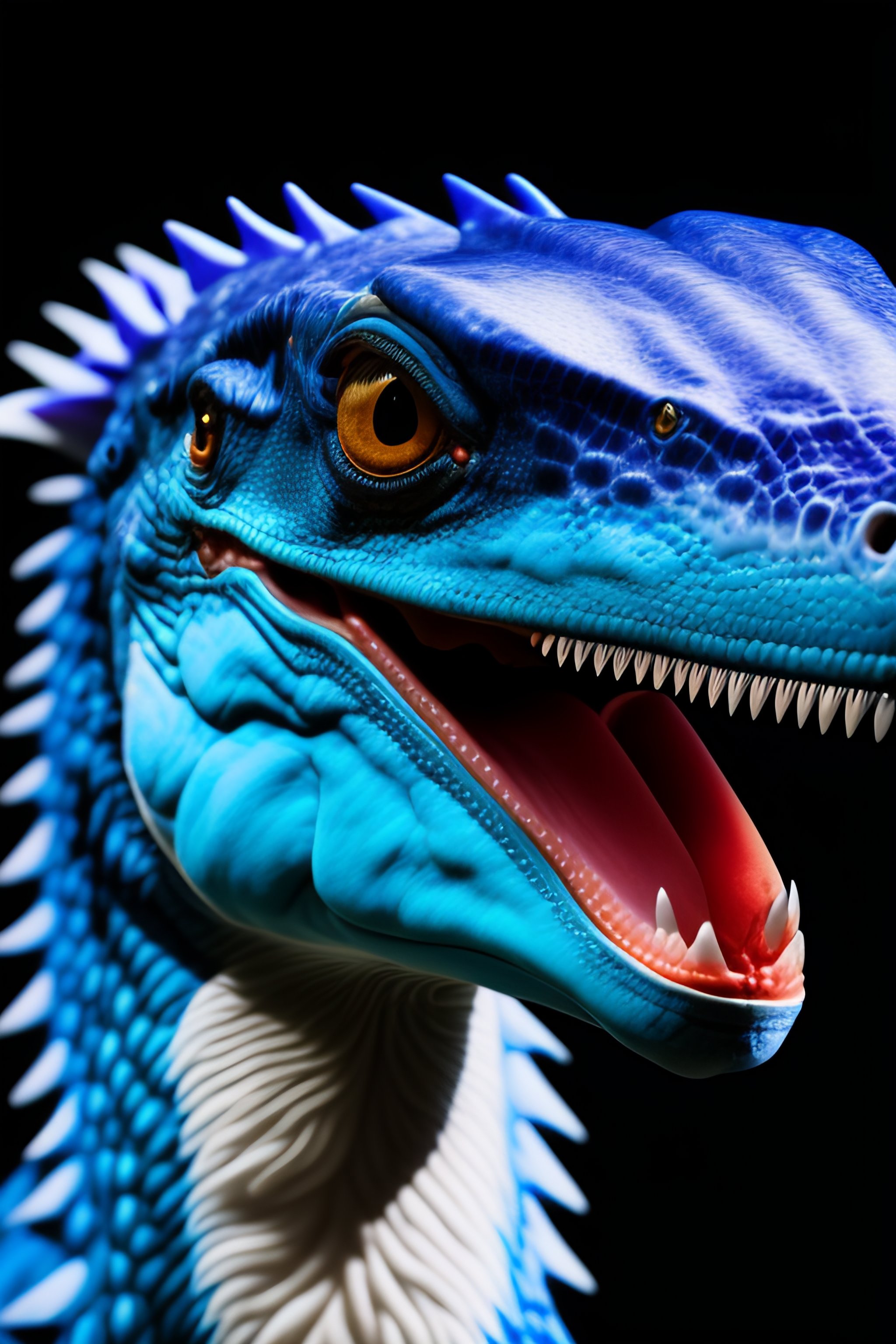 Lexica - A close up of a blue velociraptor