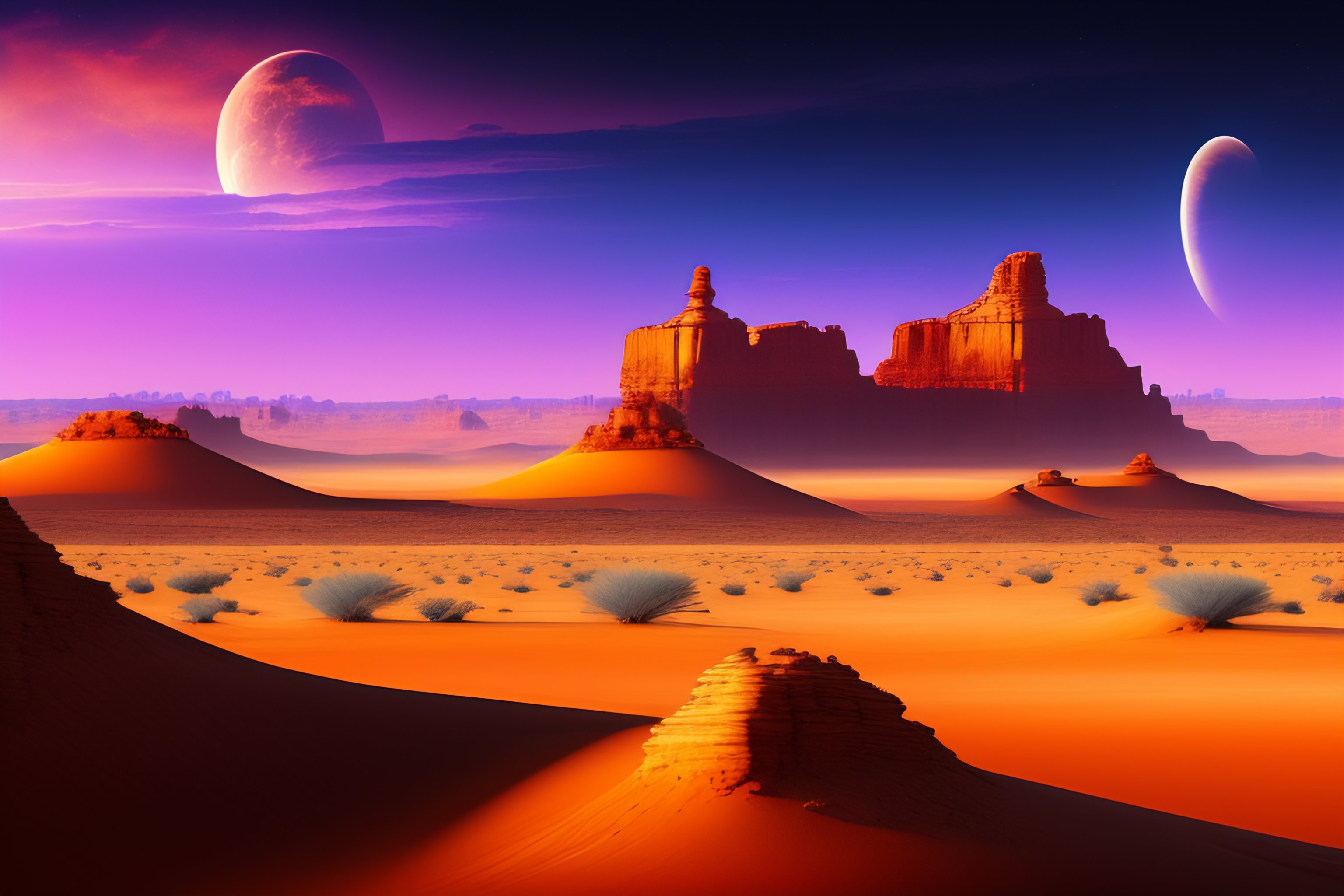 Lexica - Sci fi sky, desert lanscape