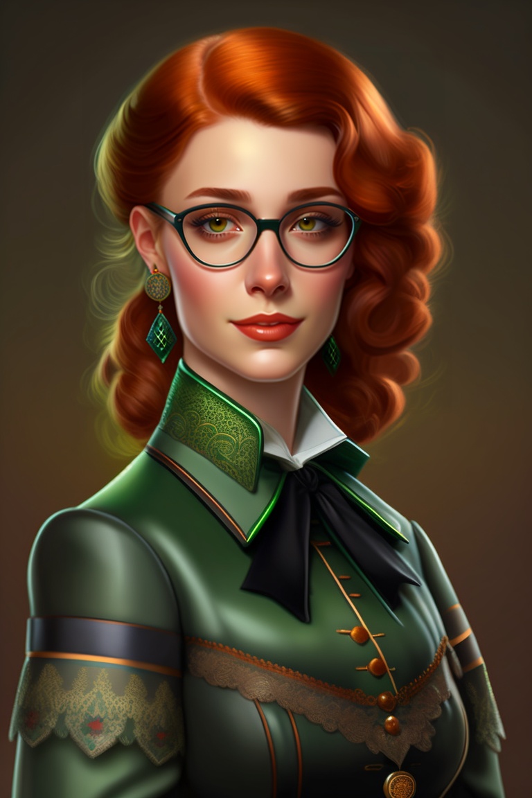 Lexica - Beautiful redhead female governess, has brown eyes, wearing a ...