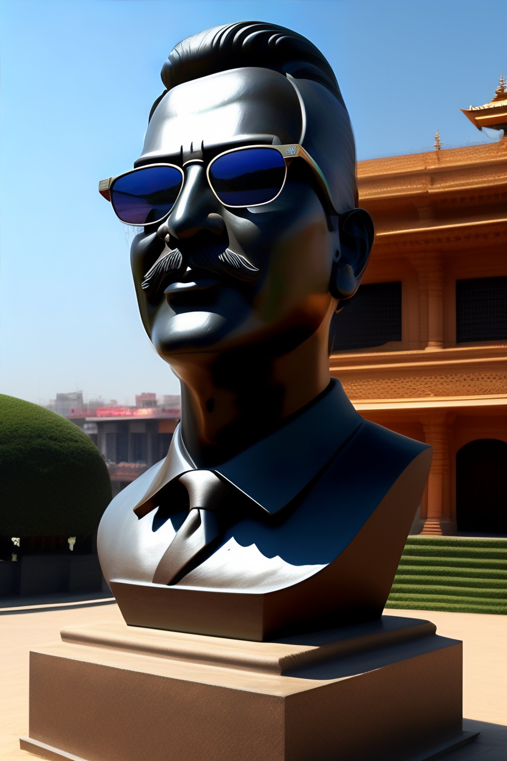Lexica - Terribly made sculpture of Balen shah with sunglasses the ...