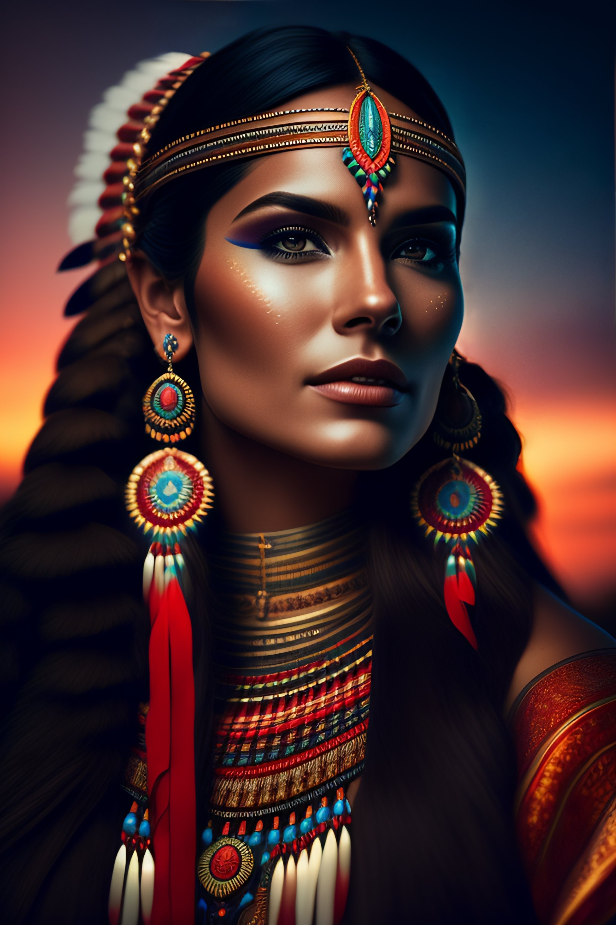Lexica - A beautiful portrait of a native american woman with ornate ...