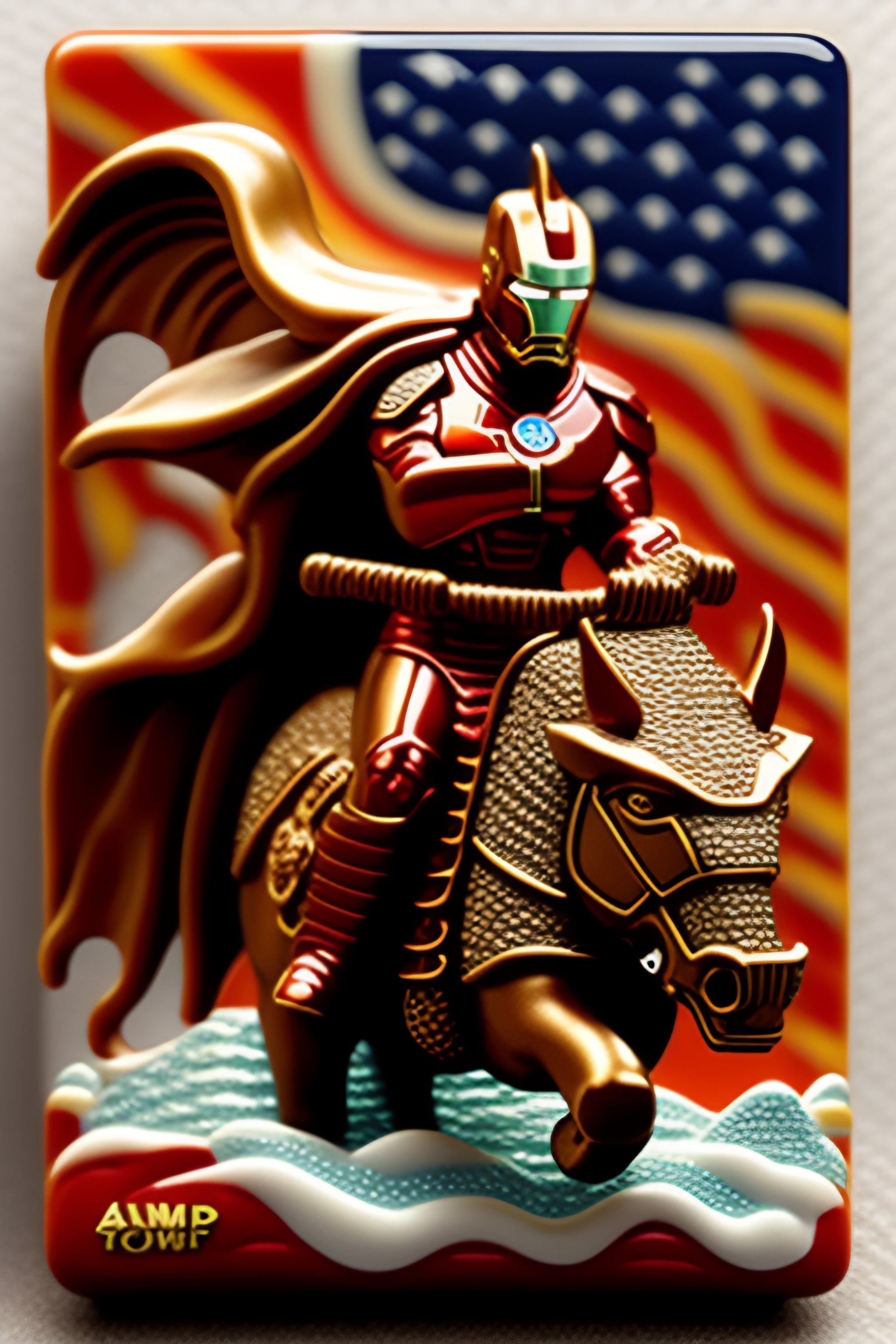 Lexica - Sword on Donald Trump as ironman riding a dragon ceramic tile art