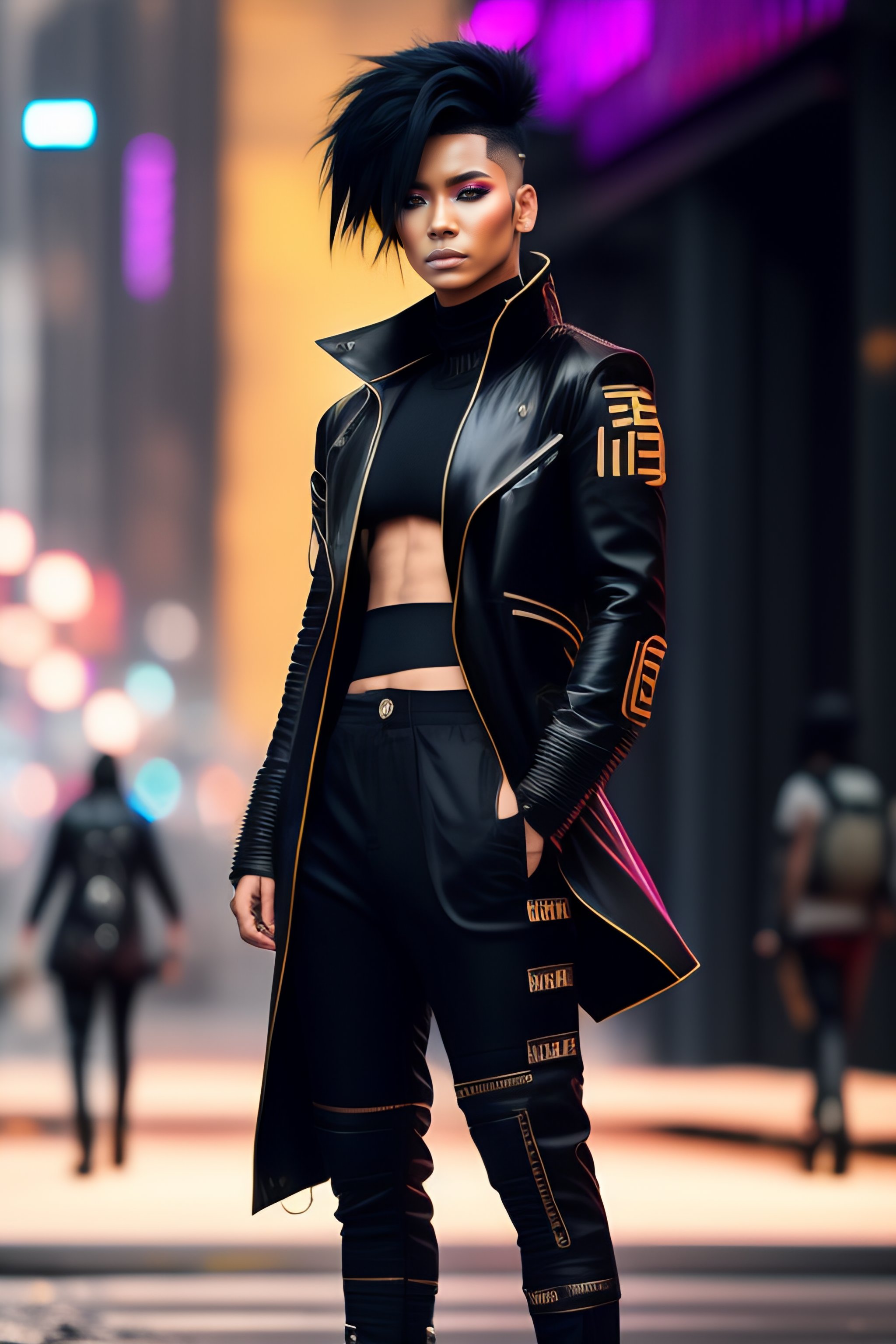 Lexica - Full body shot of male gender-fluid cyber punk from the ...