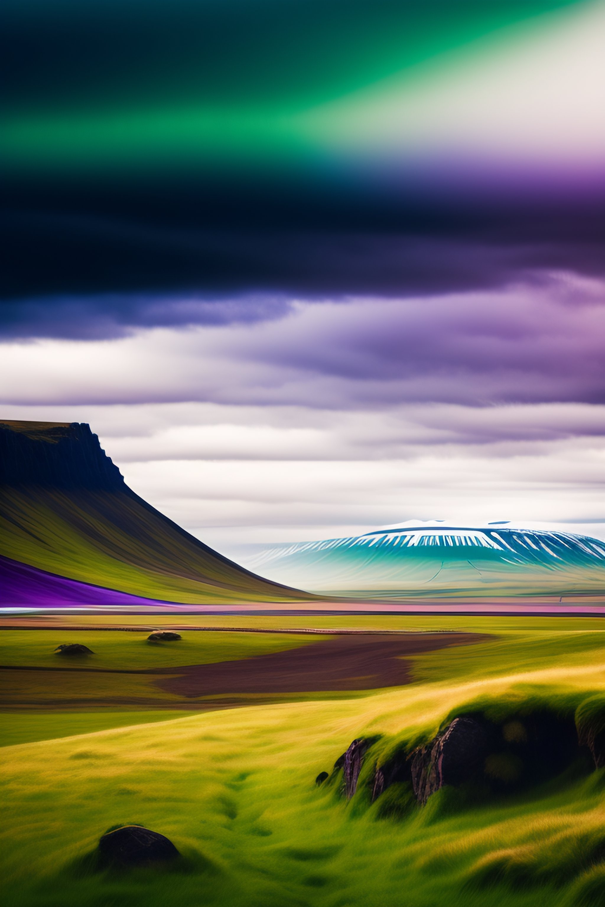 Lexica - Rural Iceland pastoral, green grass, sunny day, pastel colors ...