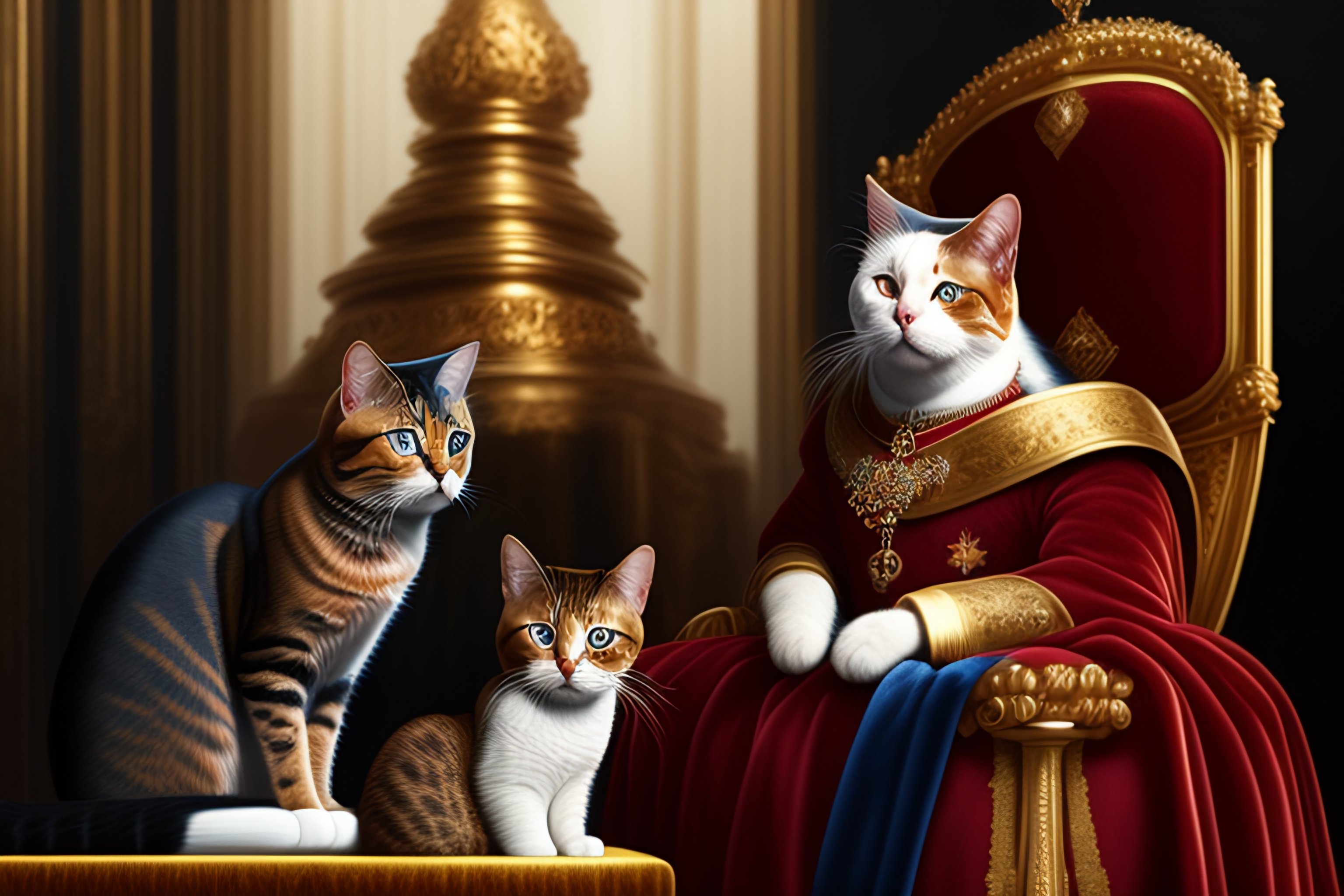 Lexica - A portrait of british cat as a king sitting on a throne, cute