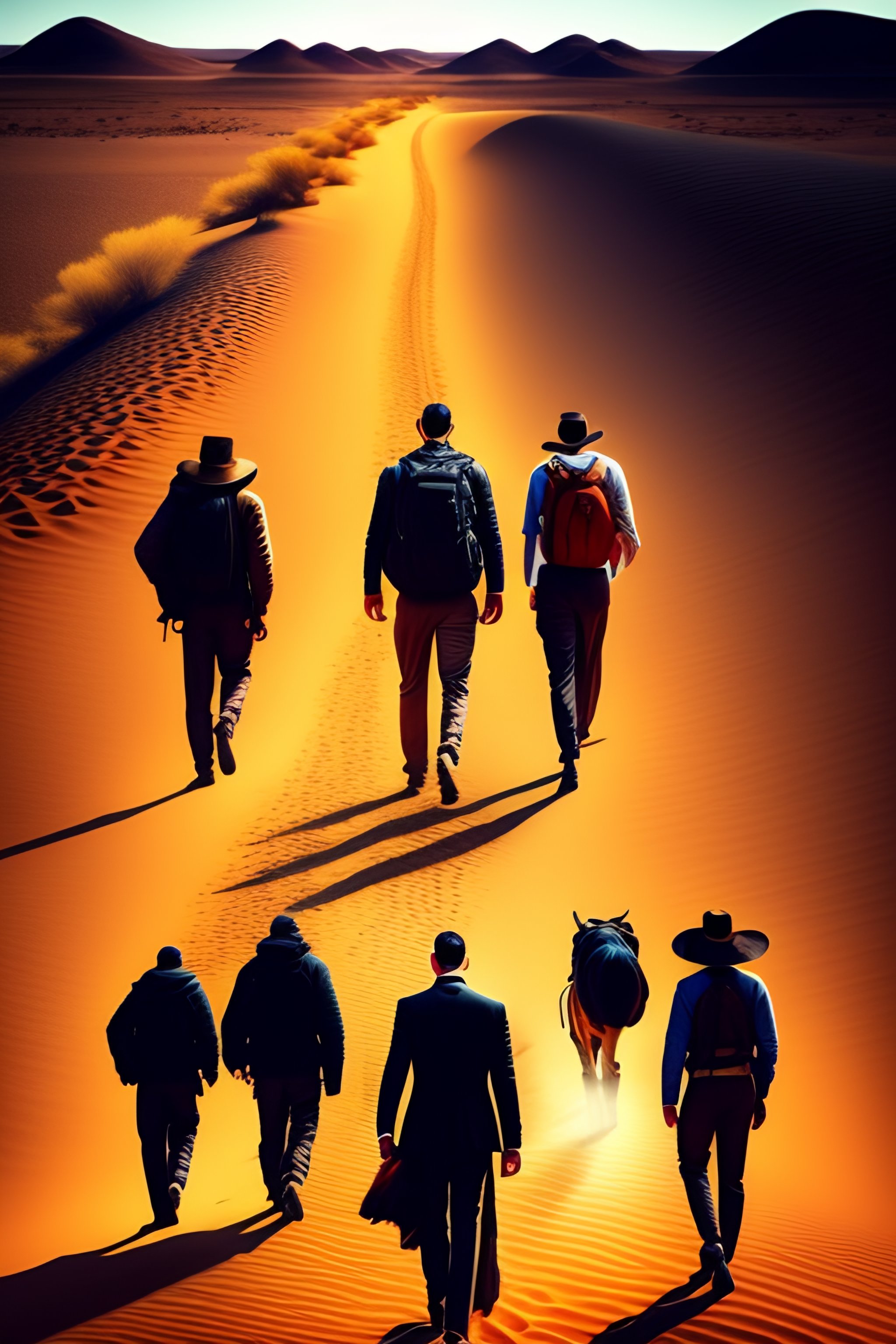 Lexica - A movie poster with 7 different people that are walking on a ...