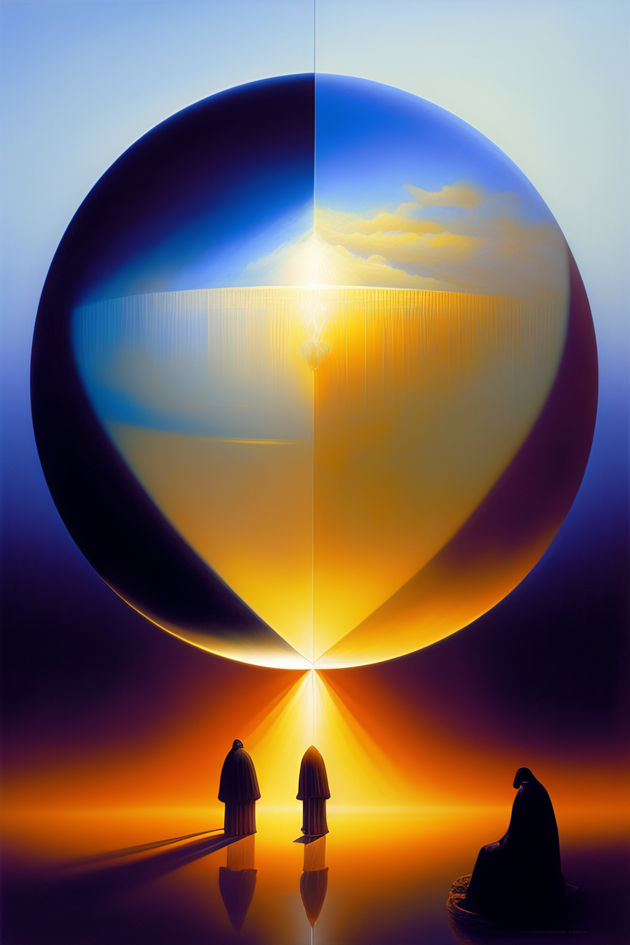 Lexica - Worshippers in robes huddled around a very complex gigantic ...